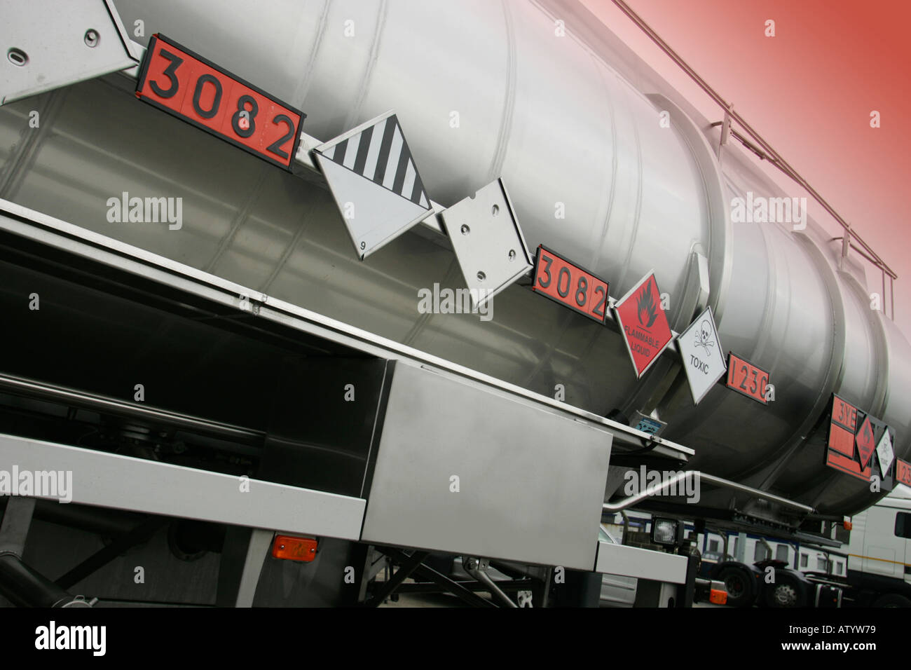 Safety signs on a Road Tanker Stock Photo - Alamy