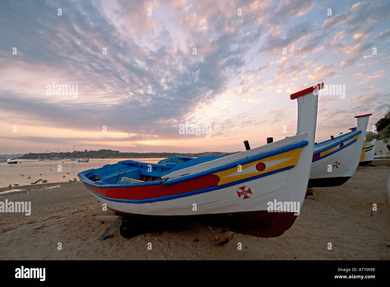 Colorful Fishing Boats of Alvor Portugal Stock Photo - Alamy