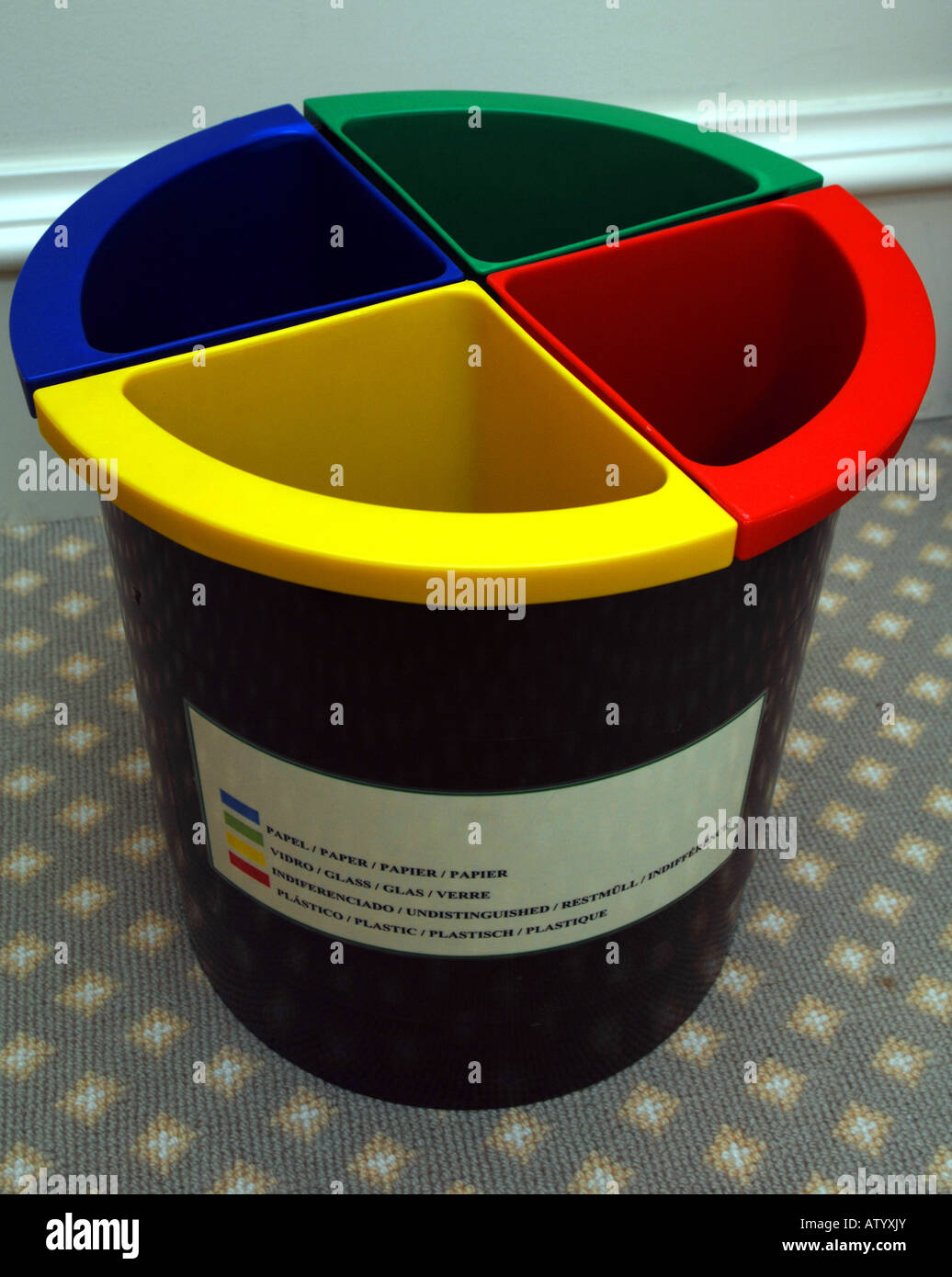 Recycling bin with compartments Stock Photo - Alamy