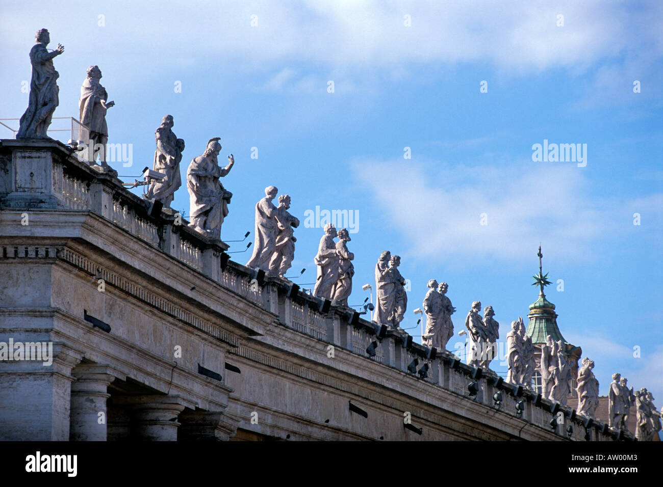 Statues Bernini colonnade San Pietro square Rome Lazio Italy Stock ...