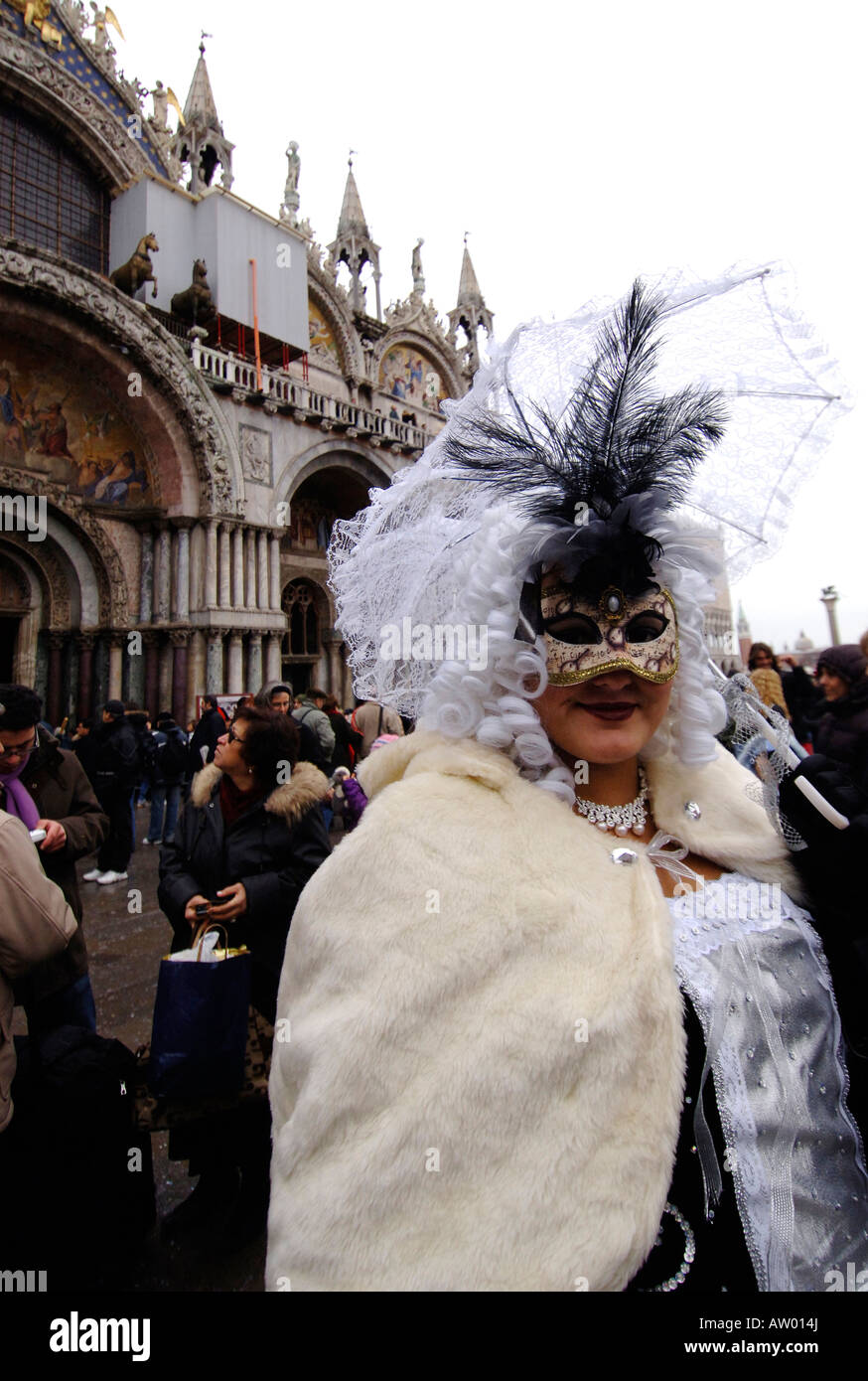 Participants in the Venice Carnival dress up seen around Saint Marks ...