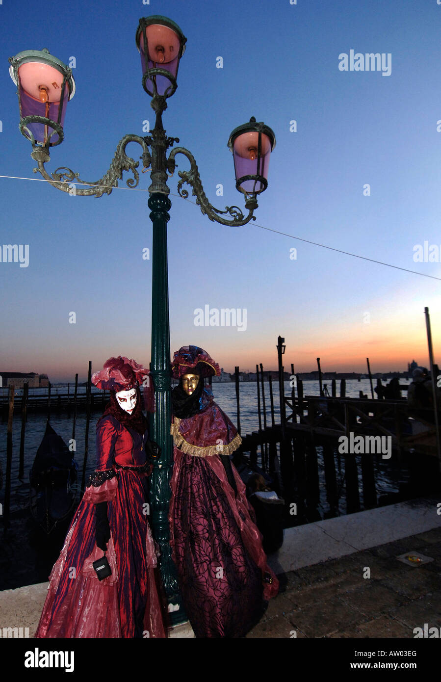 Participants in the Venice Carnival dress up seen around Saint Marks ...