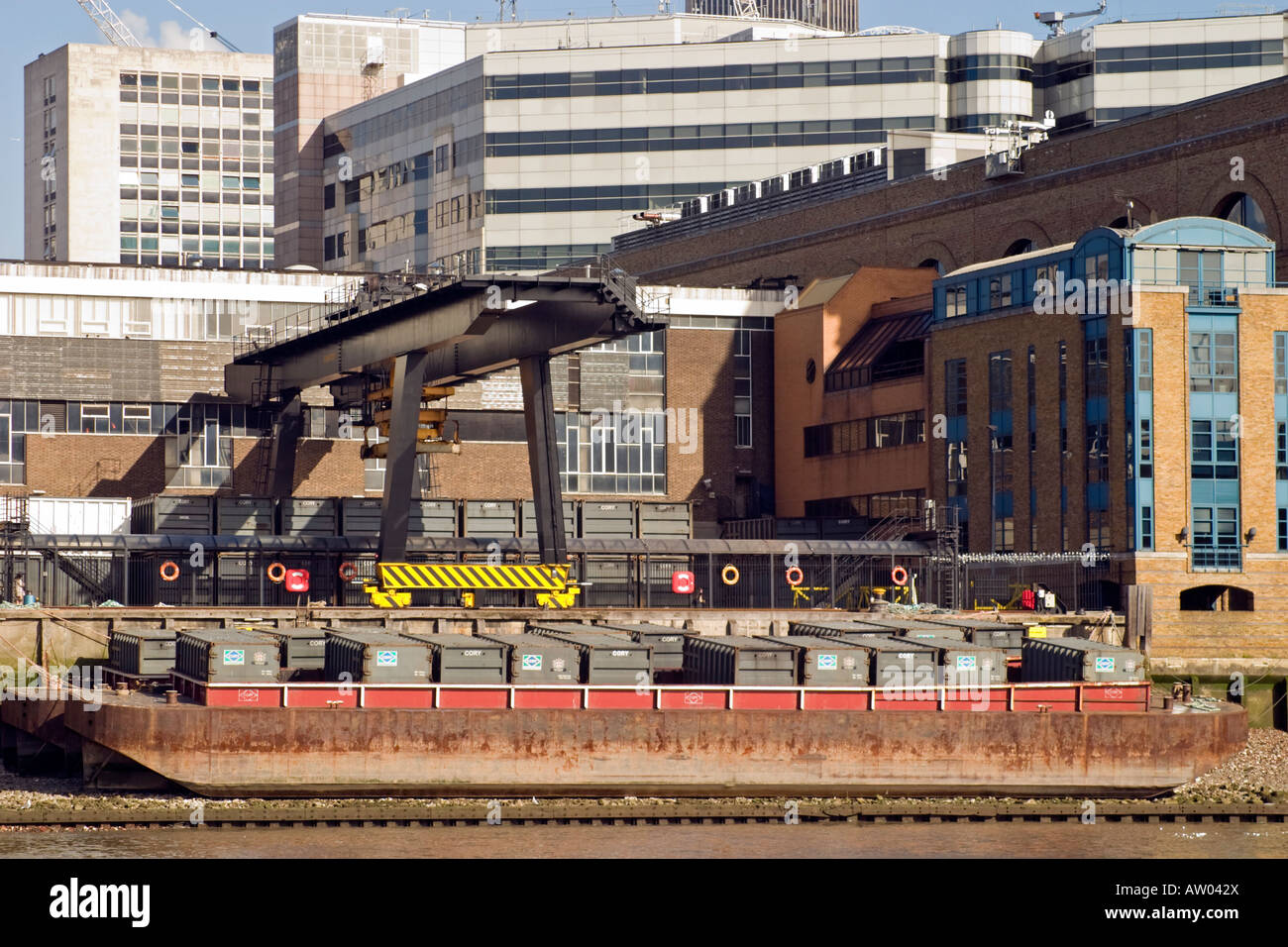 A Cargo Barge In Dock On The River Thames, London Stock Photo - Alamy