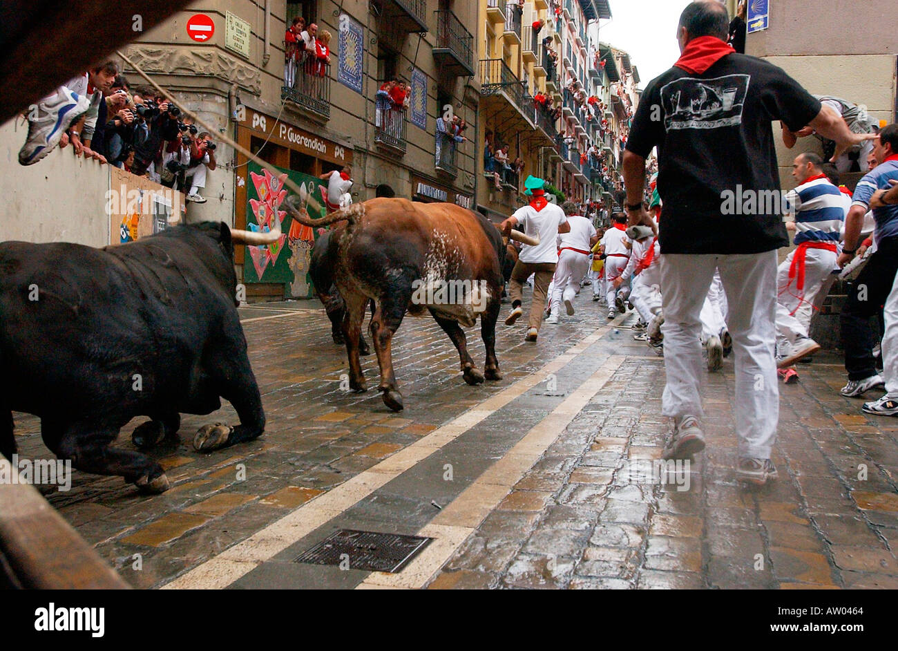 Running of the bulls San Fermin Festival Pamplona Spain Stock Photo - Alamy