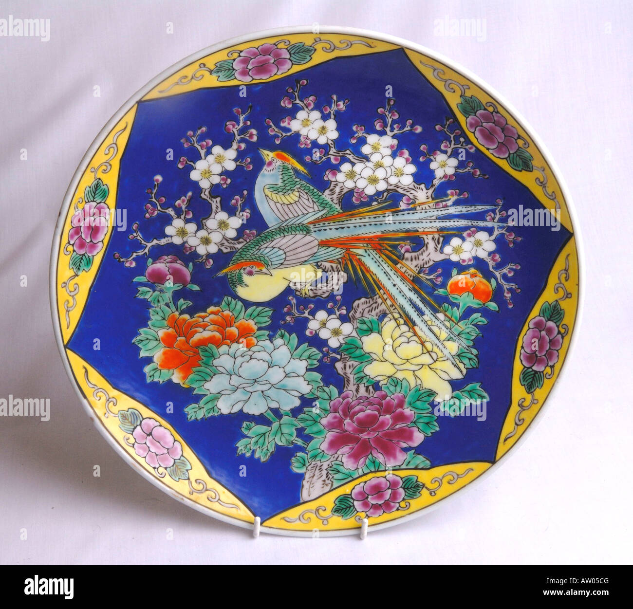 Antique chinese charger decorated with flowers pheasant birds Stock ...