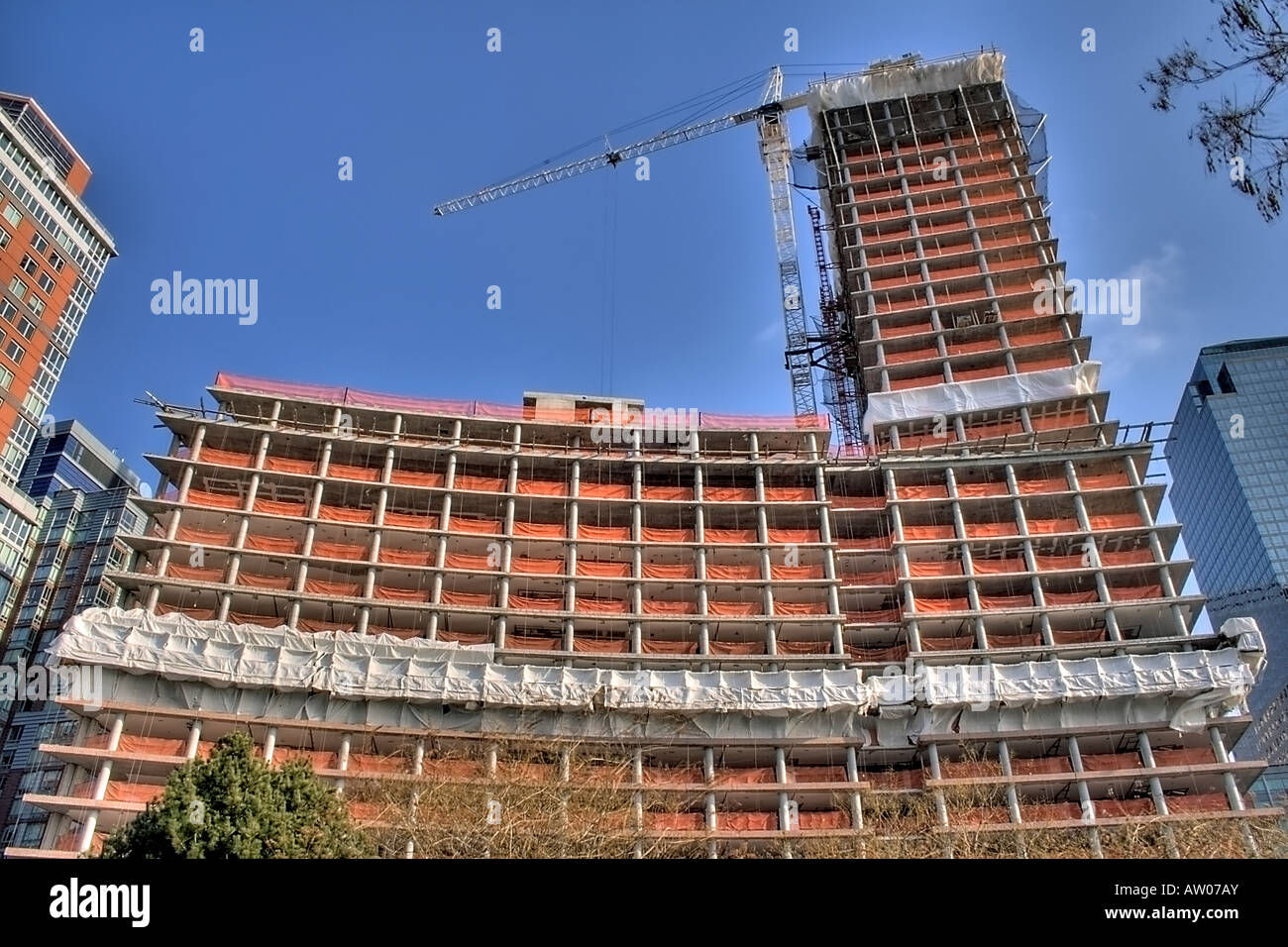 Construction of brand new building in downtown Manhattan, NY, USA Stock ...