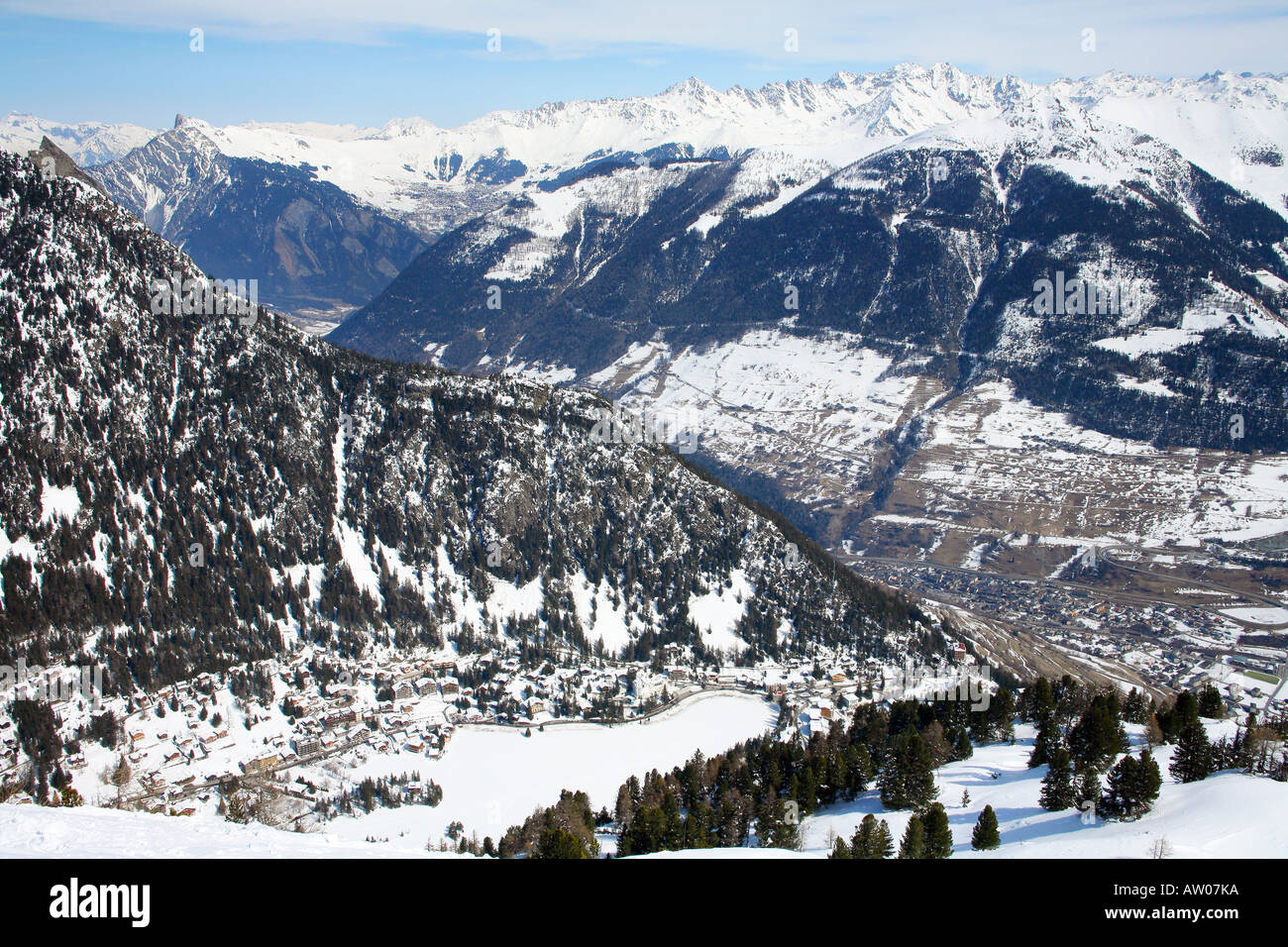 Landscape on Champex and Orsiï¿½res villages Pays du Saint Bernard ...