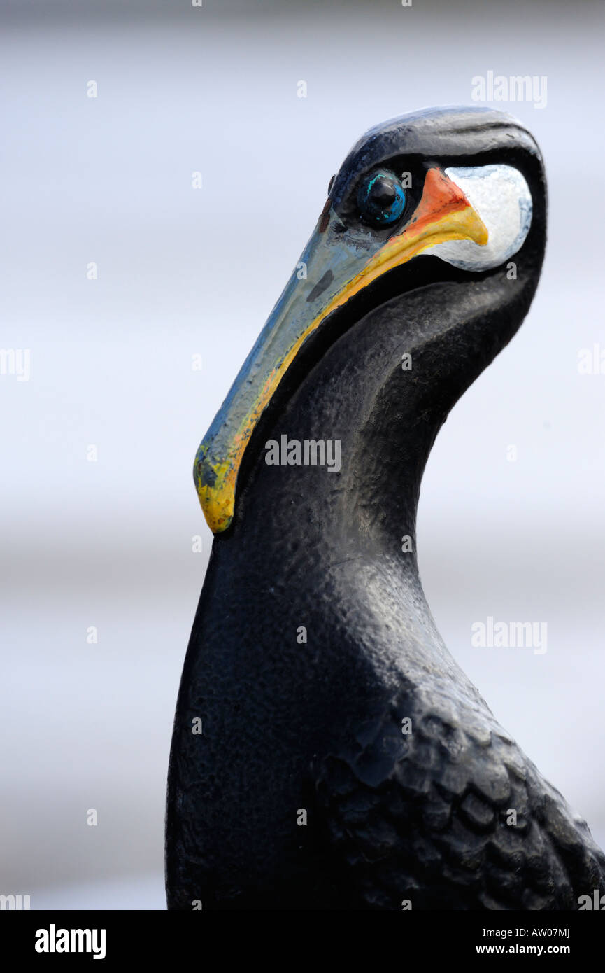 "Cormorant", (detail), bird bollard sculpture, by David Kemp. The Tern ...