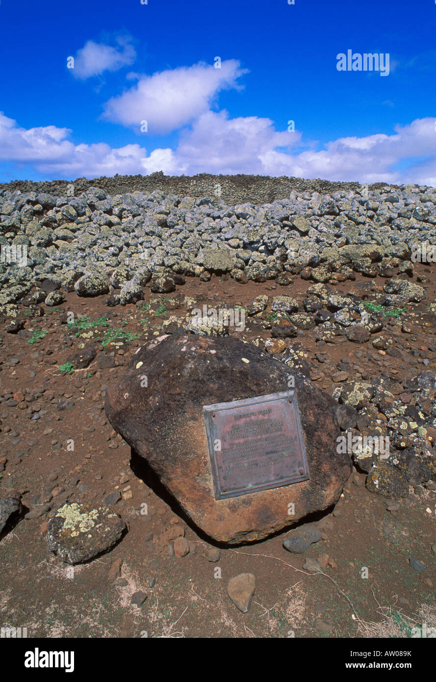 National Historic Landmark plaque at the Mookini Heiau temple ...