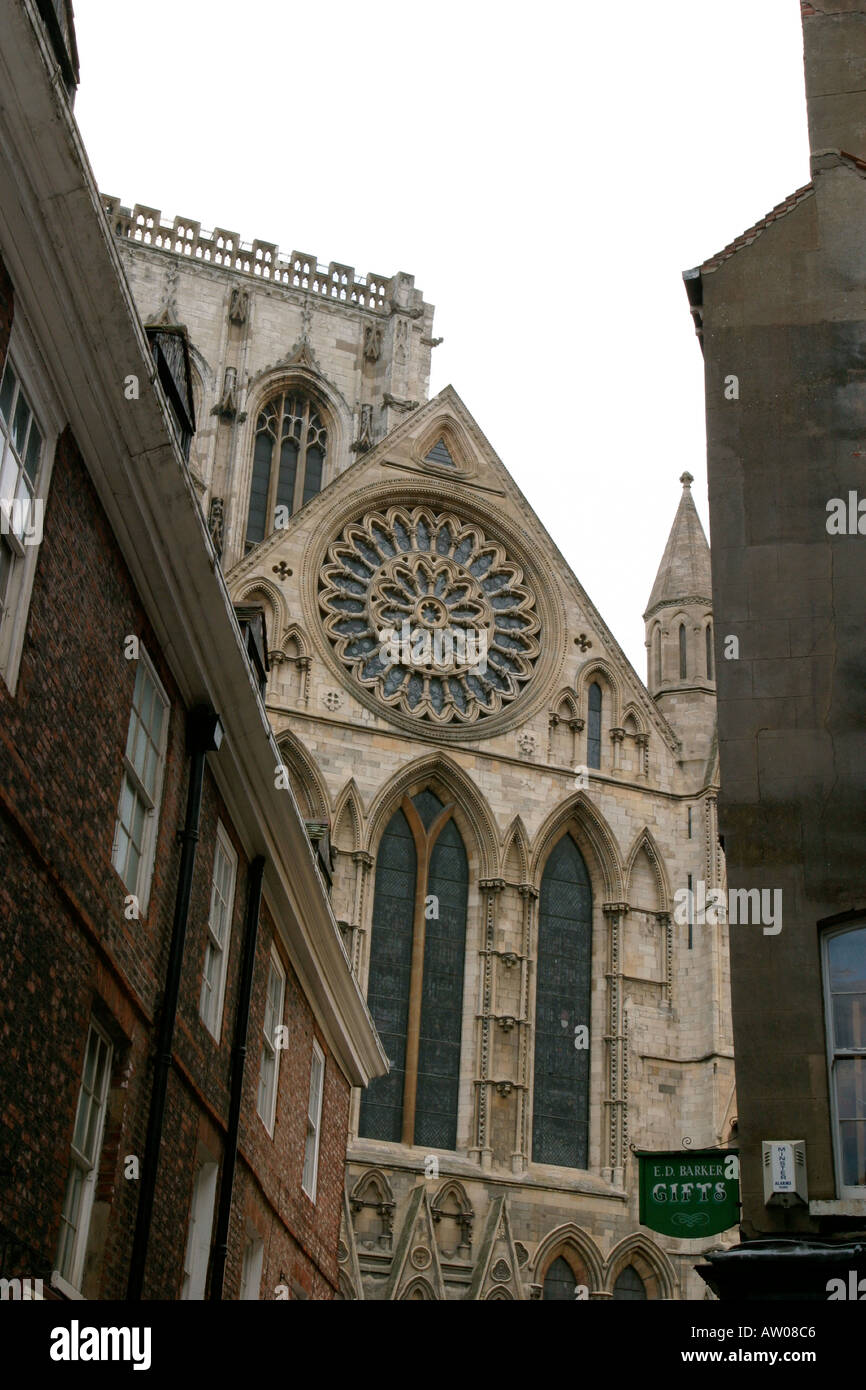 Rose window of York Minster from Minster walk excentuating the ...