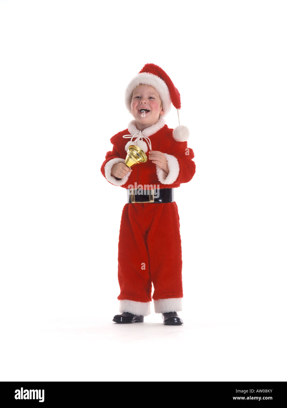 Little boy as a Santa Claus with bell Stock Photo - Alamy