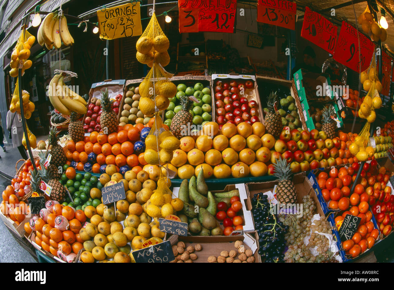 fruit vegetables on sale at a market on Rue Mouffetard Left Bank Paris ...