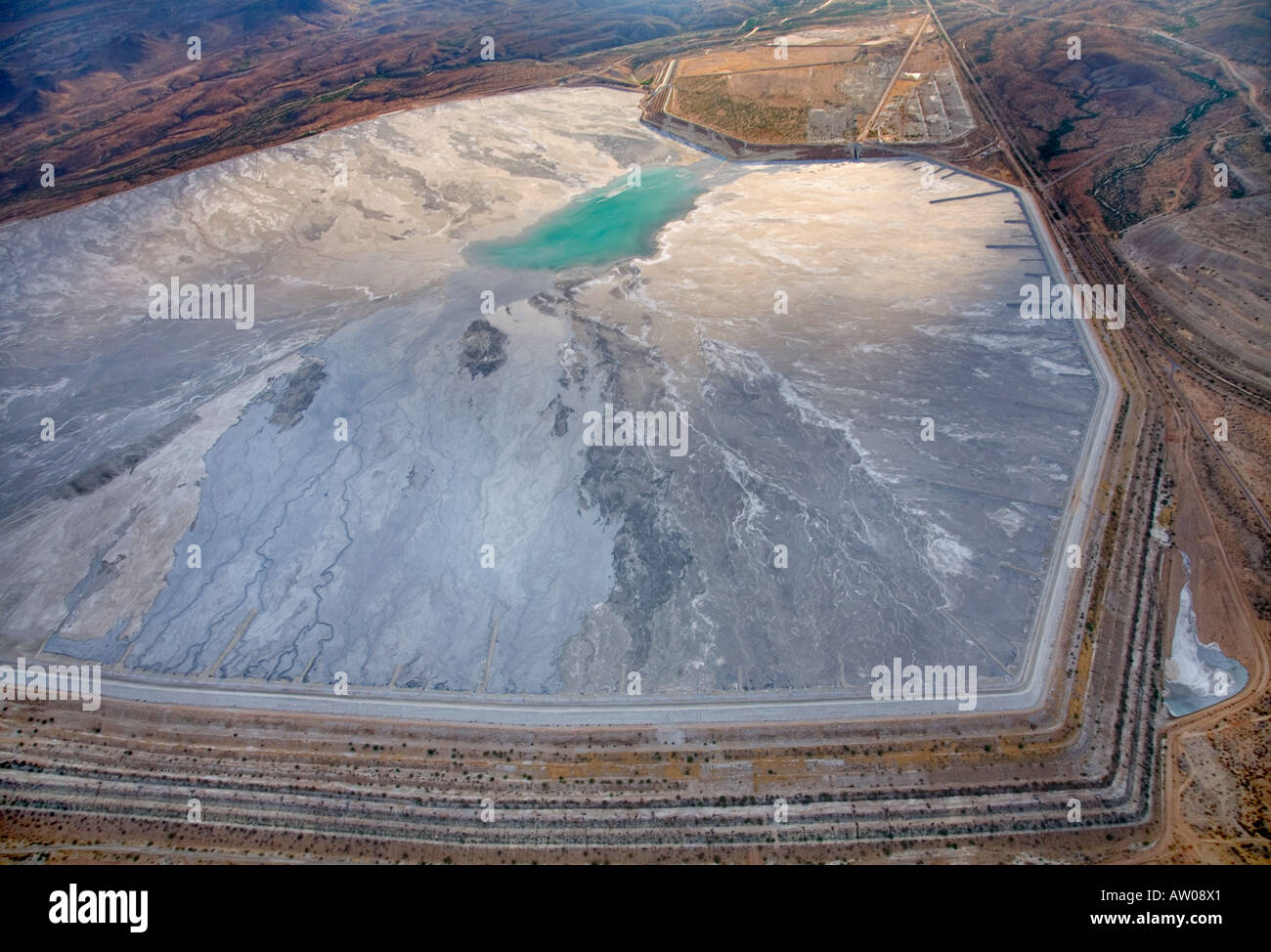 Aerial View of Tailings Pond and Effluent, Twin Buttes Copper and ...