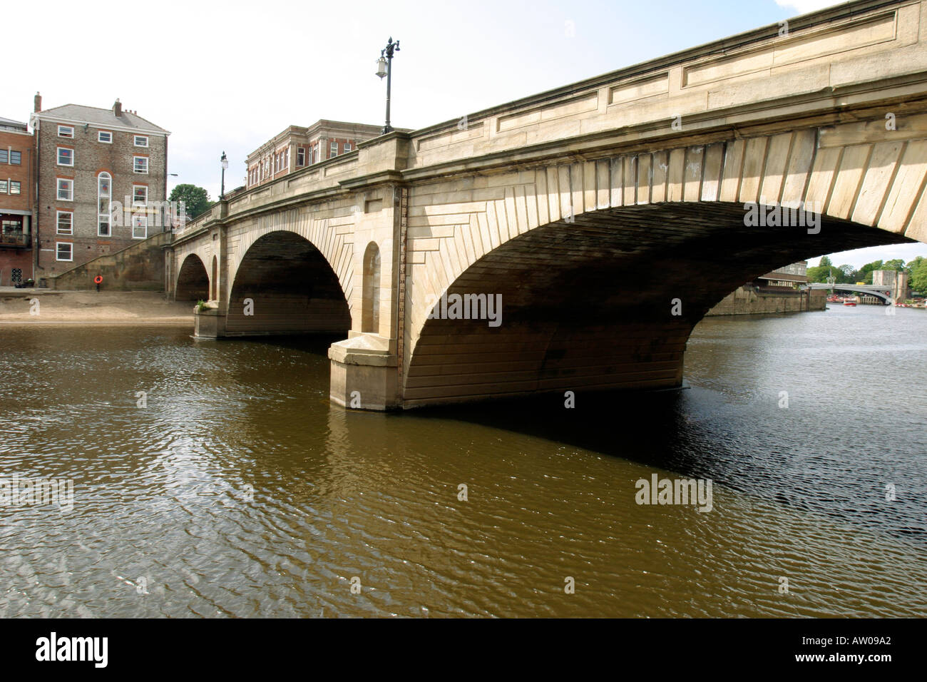 Three arches of Ouse Bridge as it crosses the River Ouse at York Stock ...
