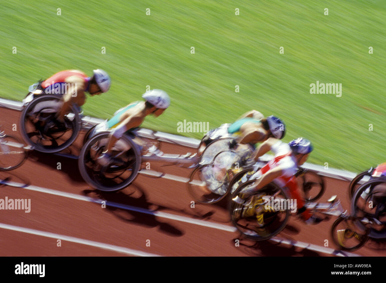 Wheelchair race on track Stock Photo - Alamy