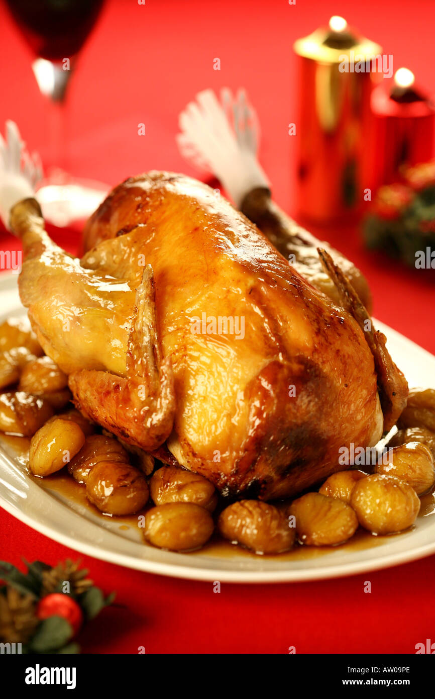 Stuffed guinea fowl with chestnuts Italy Stock Photo - Alamy