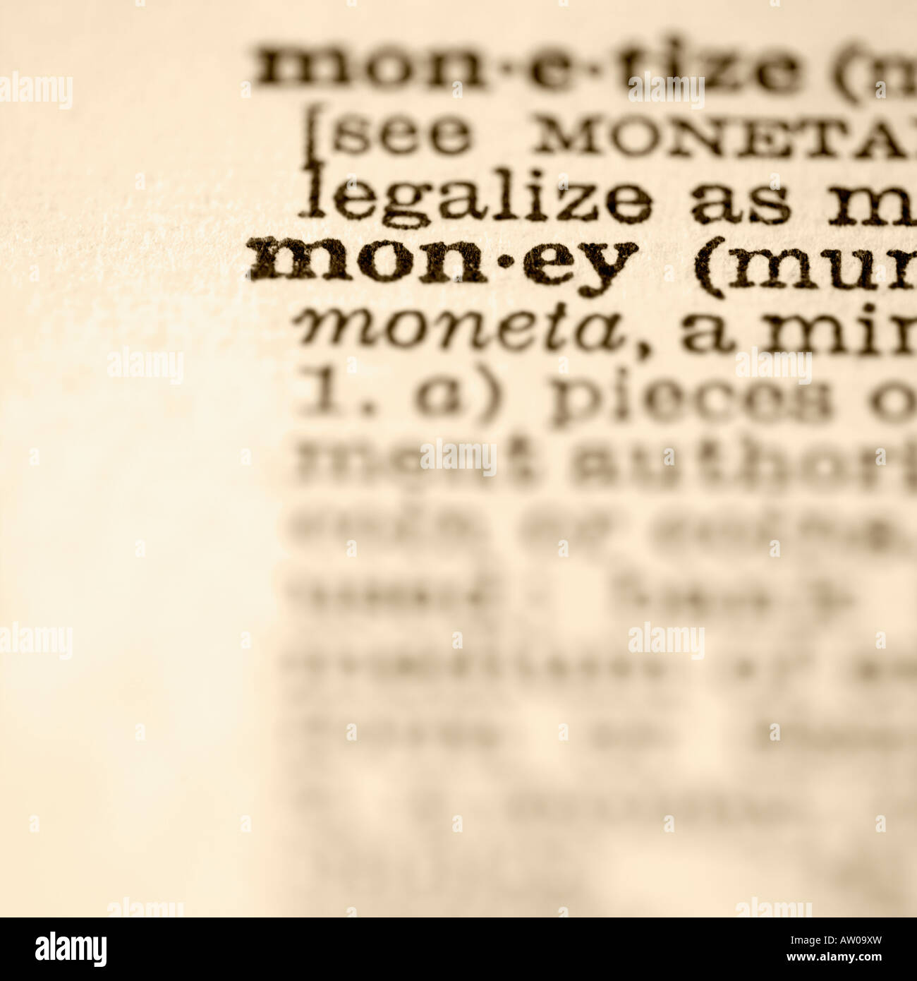 Definition of money Stock Photo - Alamy