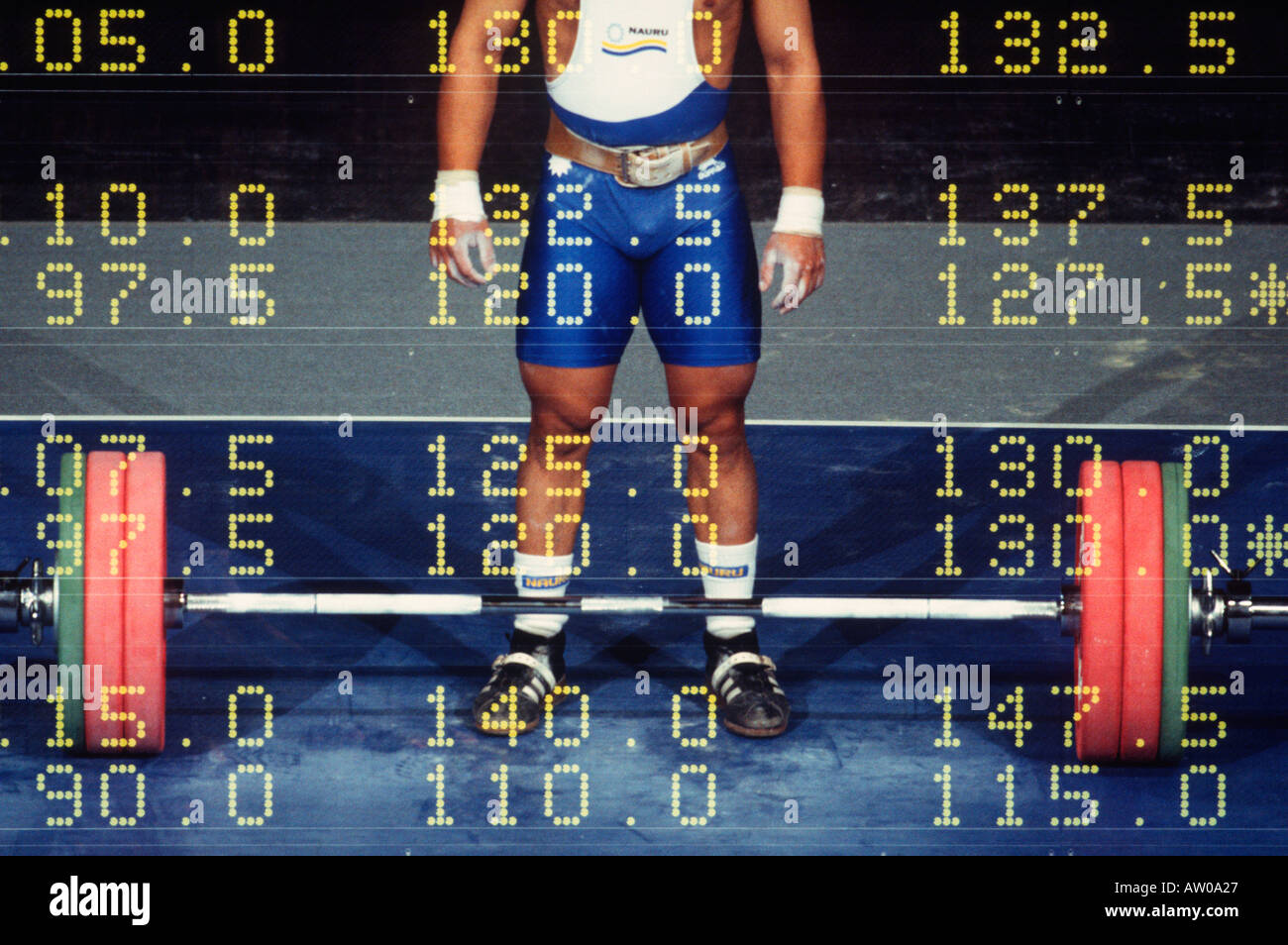 Weightlifter composite with score board Stock Photo - Alamy