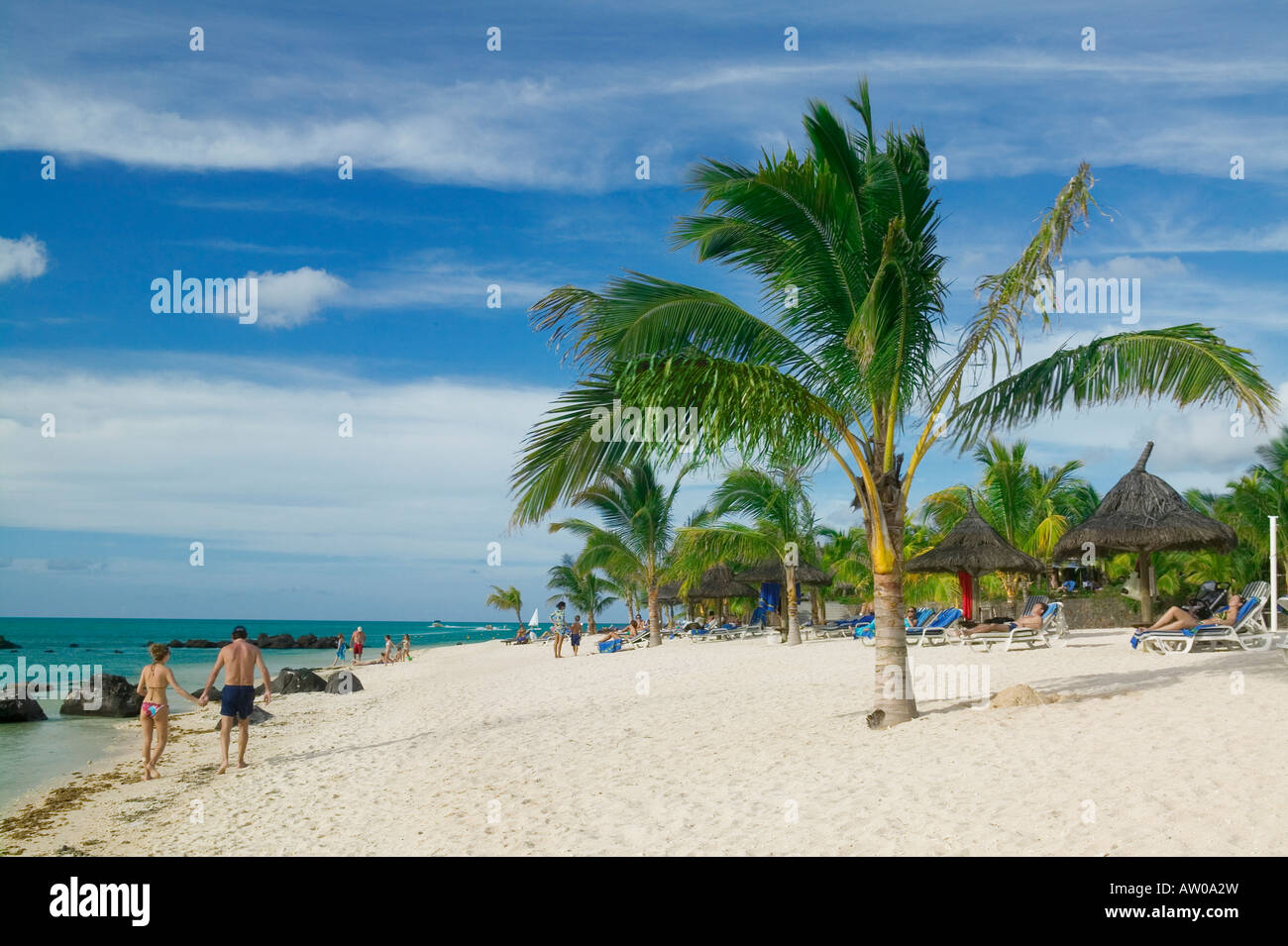 POINTE AUX PIMENTS - BEACH OF MERIDIEN HOTEL - MAURITIUS ISLAND Stock ...