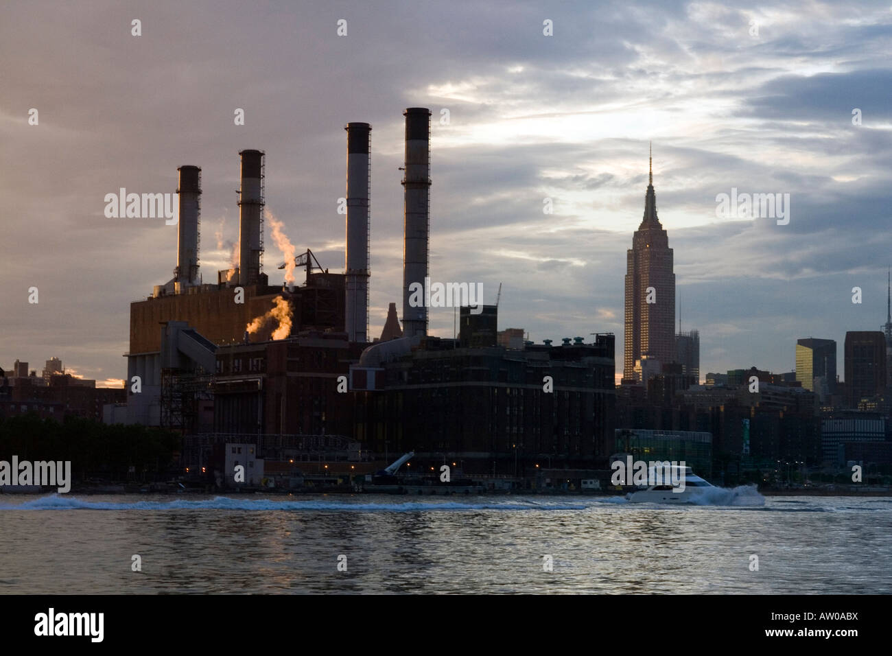 Power Plant on the shore of Manhattan by east river and 14th street ...
