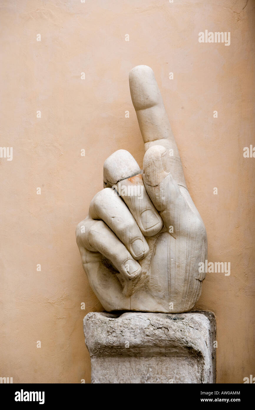 Remains of statue of Emperor Constantine II at courtyard of Palazzo dei ...