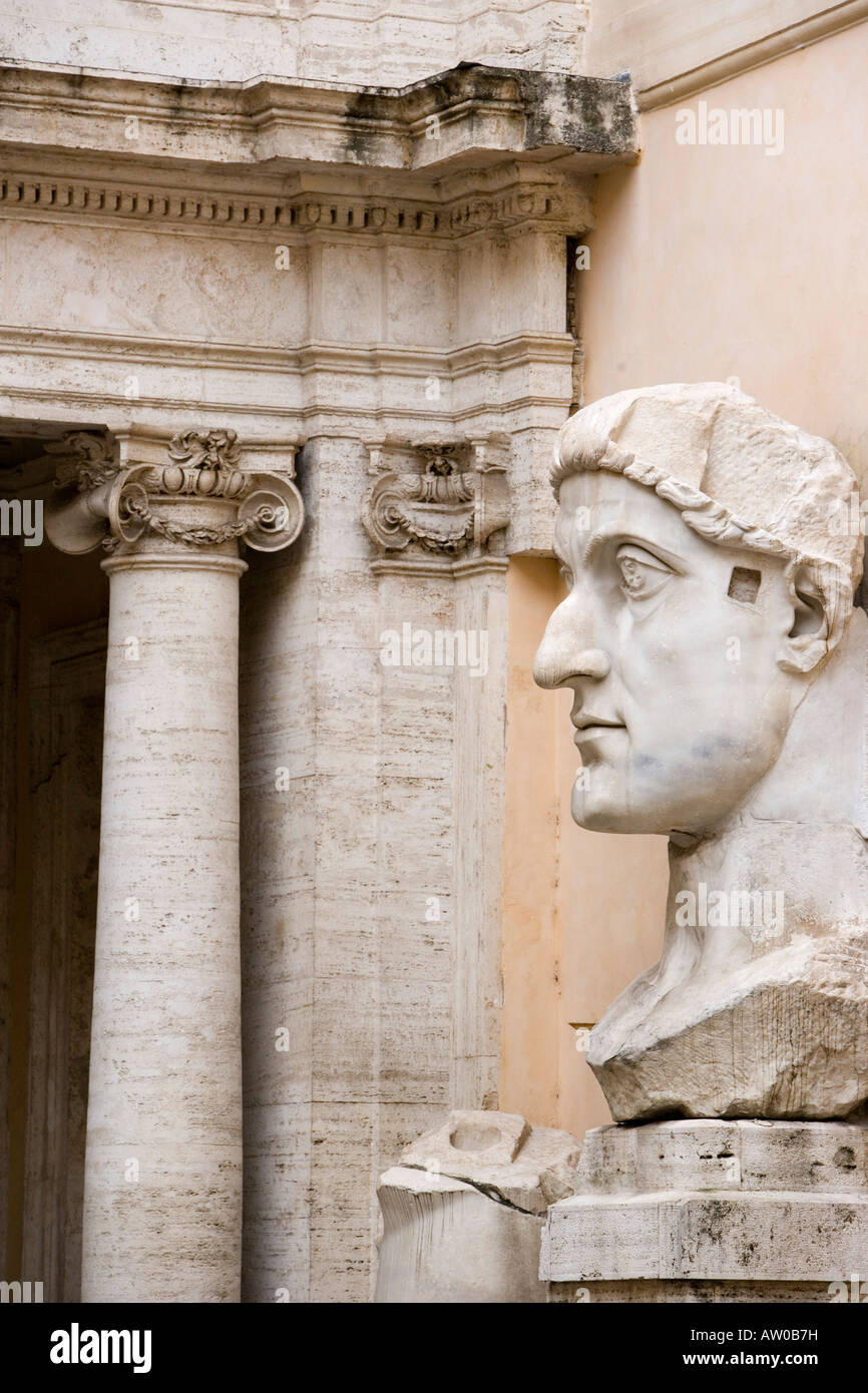 Remains of statue of Emperor Constantine II at courtyard of Palazzo dei ...