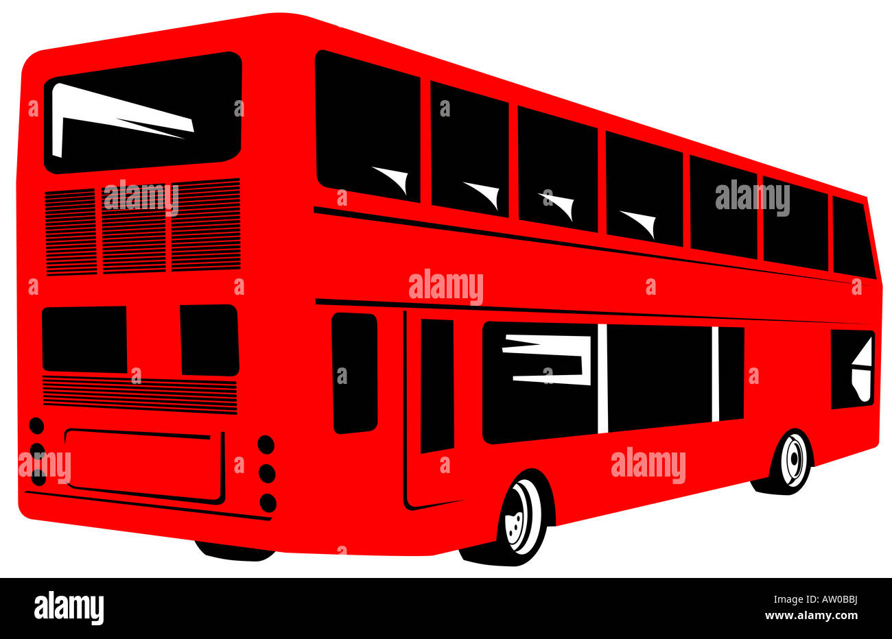 Double decker bus rear view Stock Photo - Alamy