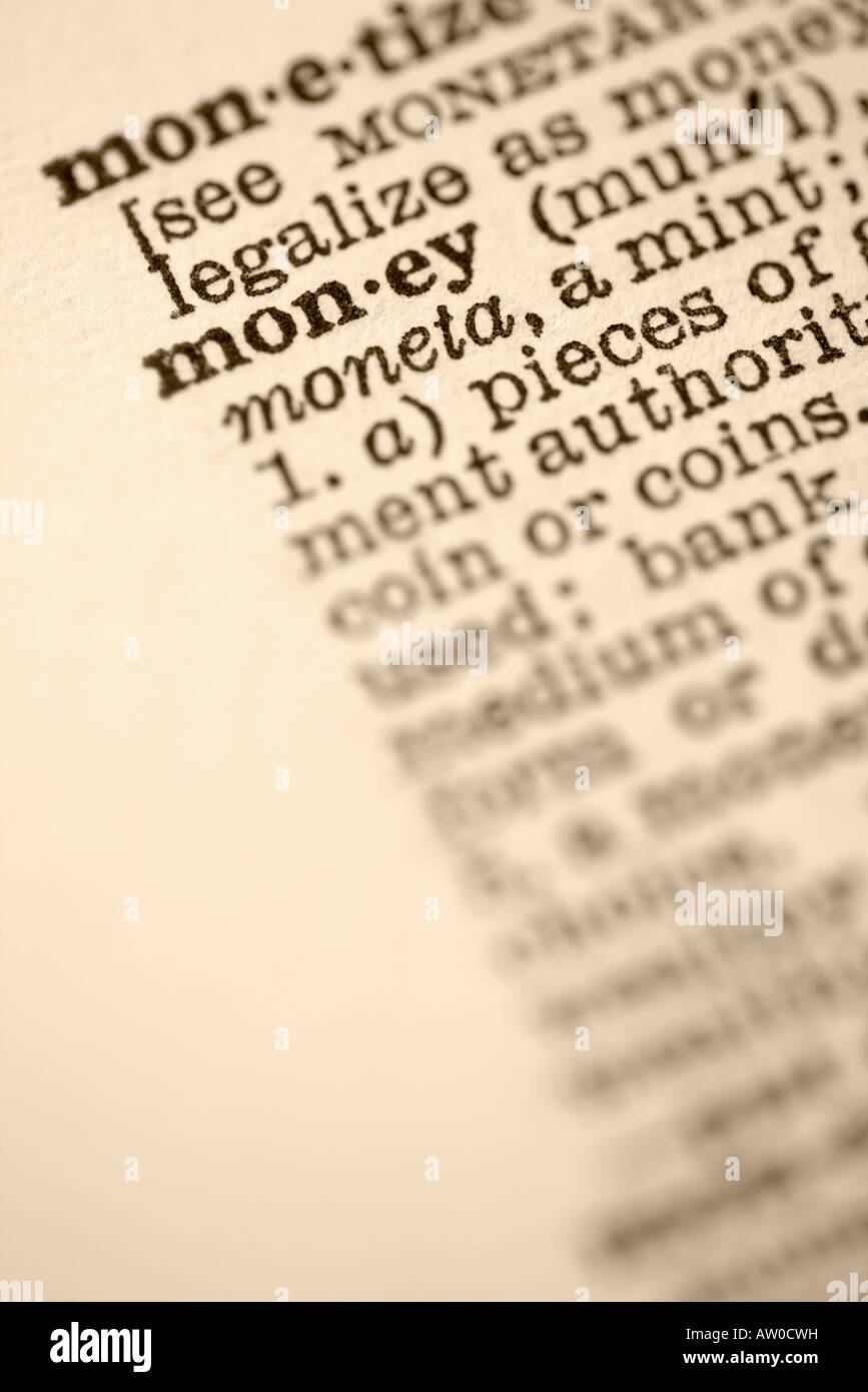 Money in dictionary Stock Photo - Alamy
