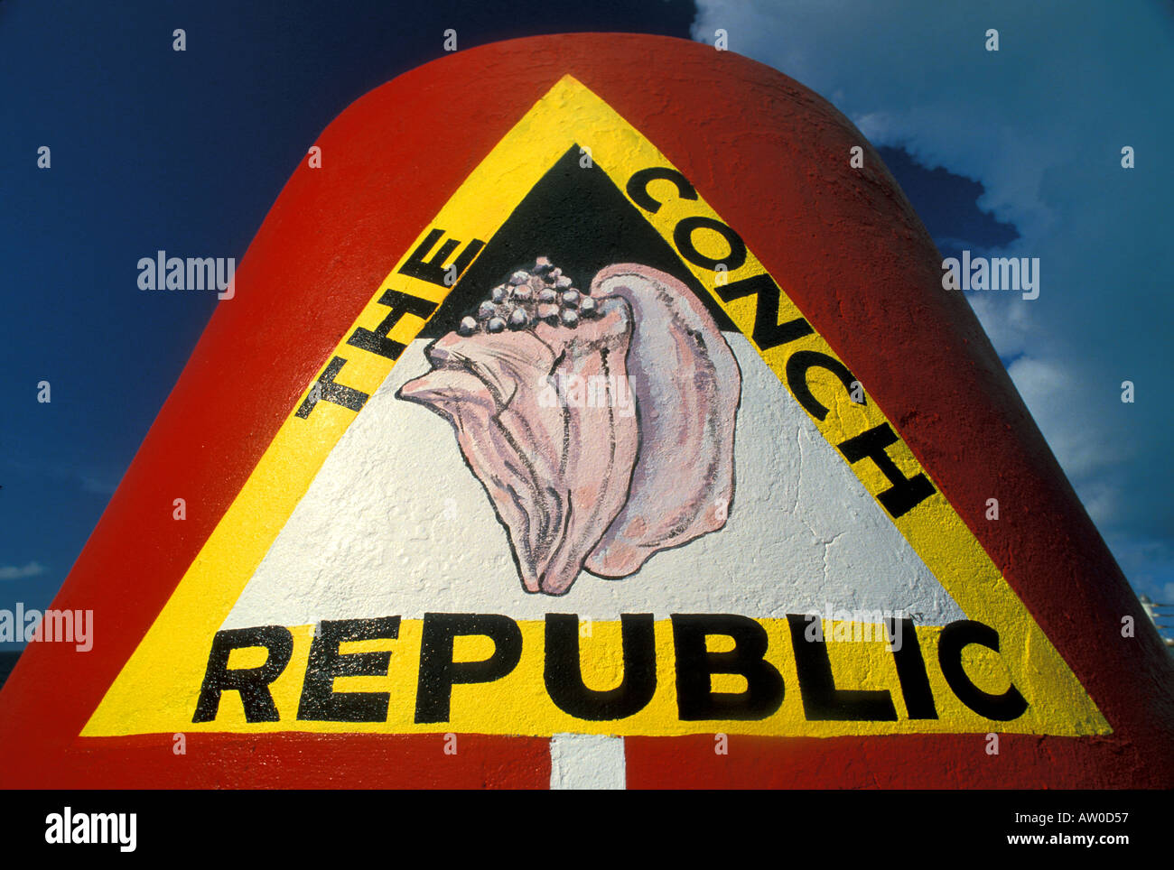 Florida Keys Southernmost Point Conch Republic Marker red Sign Stock ...