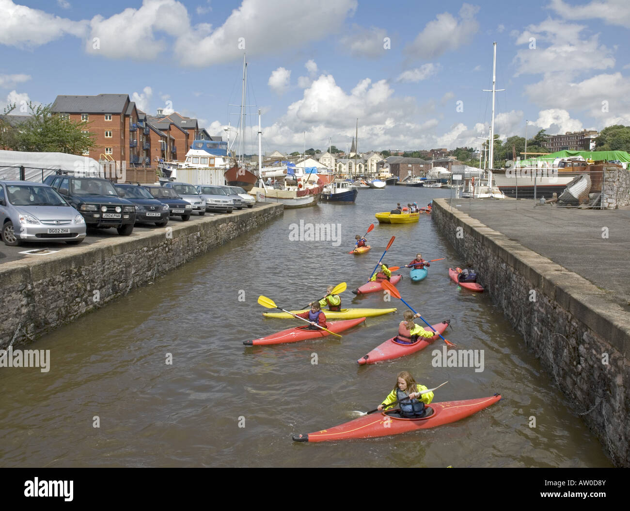 Water sports on the Exe canal, Exeter, Devon Stock Photo - Alamy