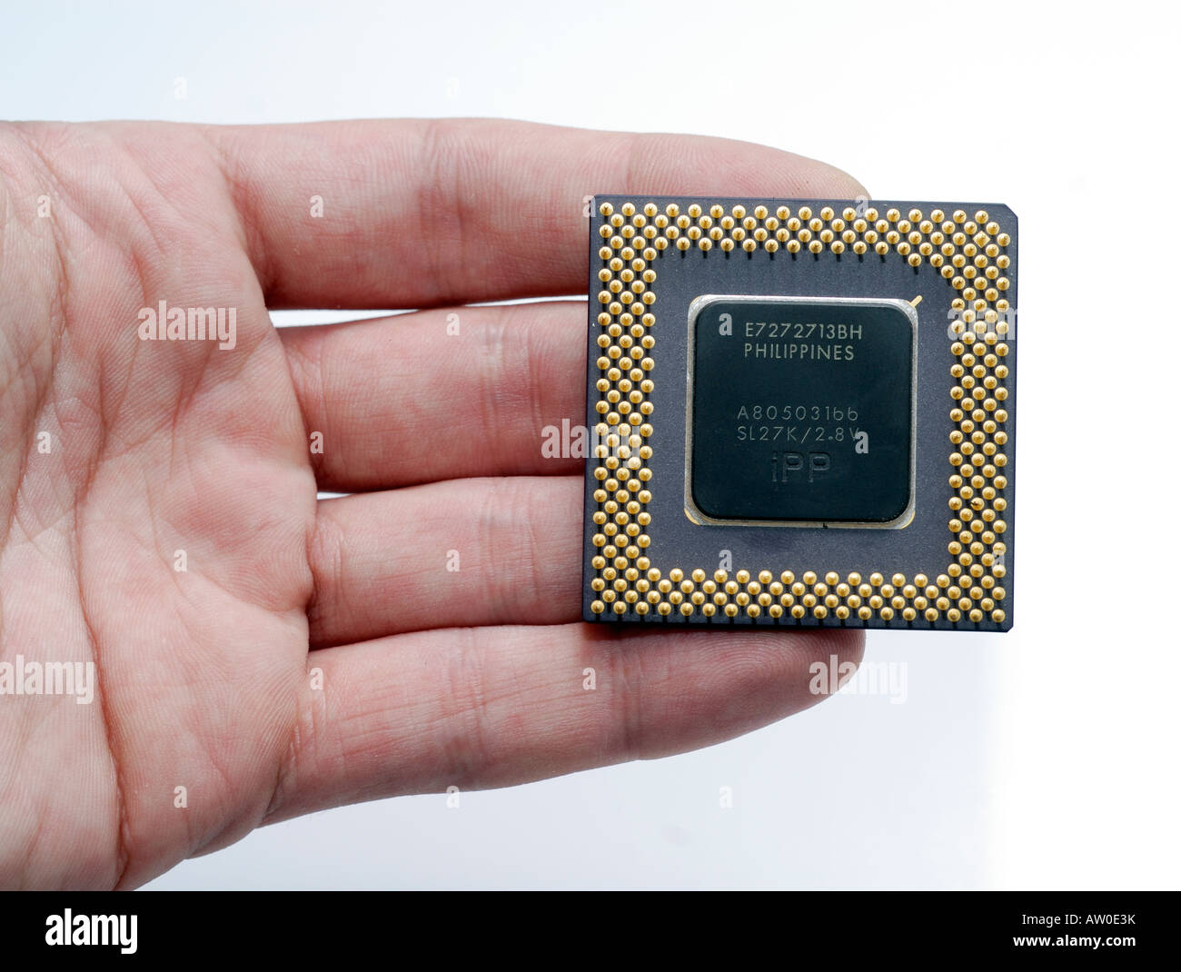 Computer processor detail close up in man hand Stock Photo - Alamy
