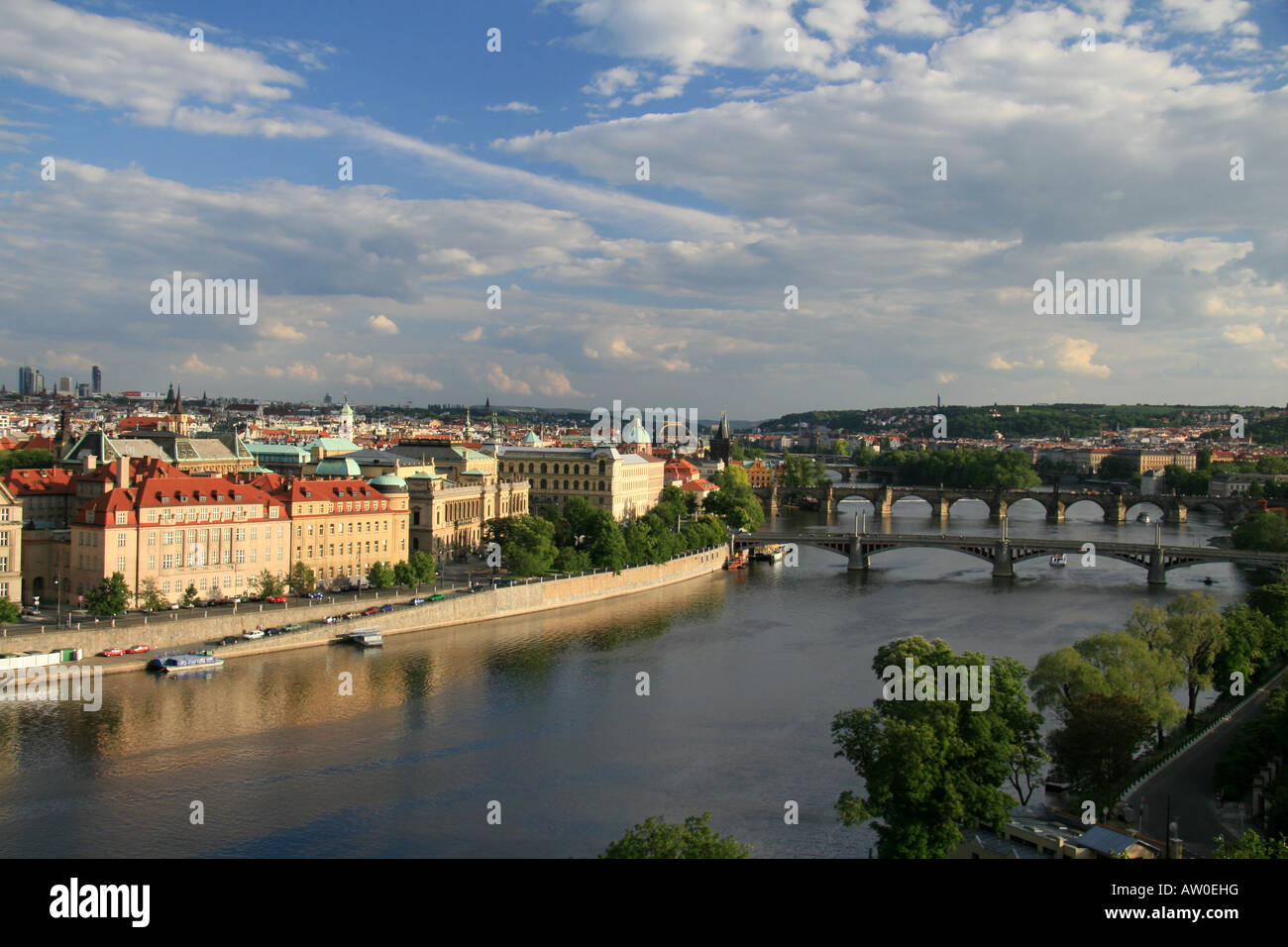 View across the Vltava River towards Prague, Czech Republic Stock Photo ...