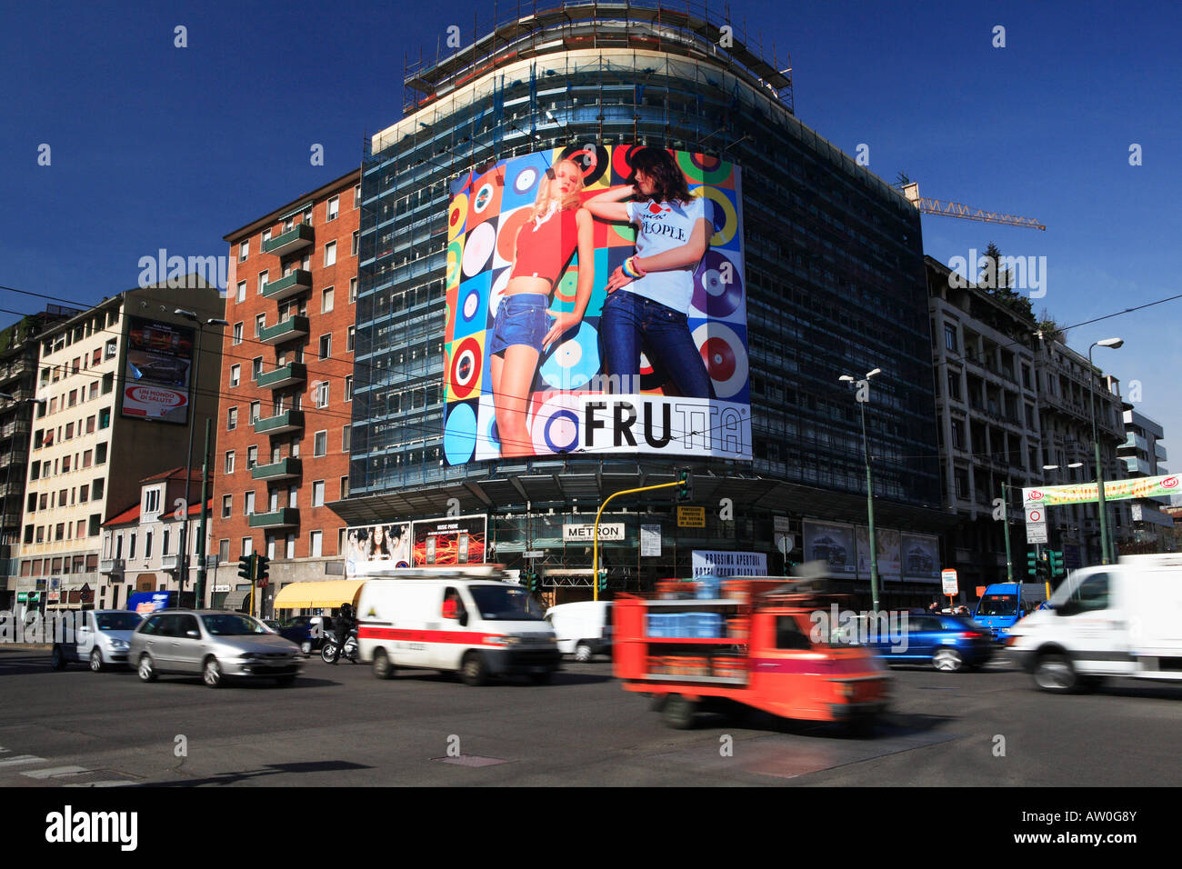 Colourful billboard Milan Italy Stock Photo - Alamy