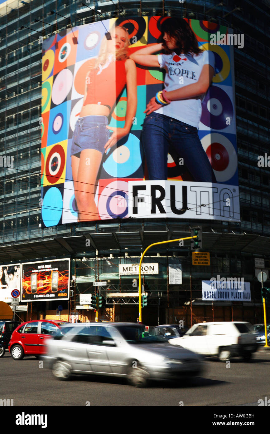 Colourful billboard Milan Italy Stock Photo - Alamy