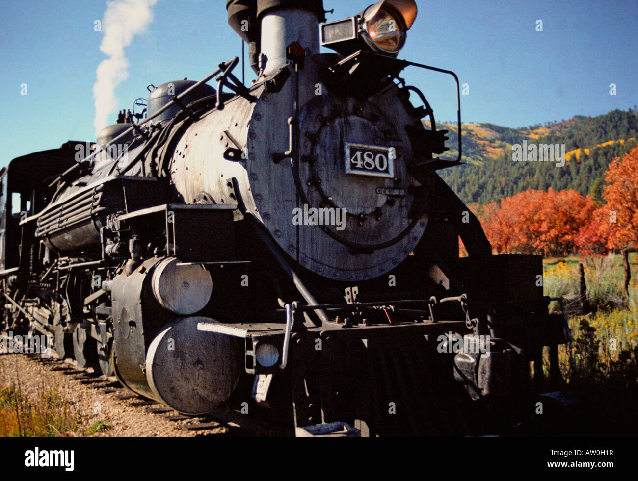 Steam locomotive on the Durango-Silverton railroad, Durango, Colorado ...
