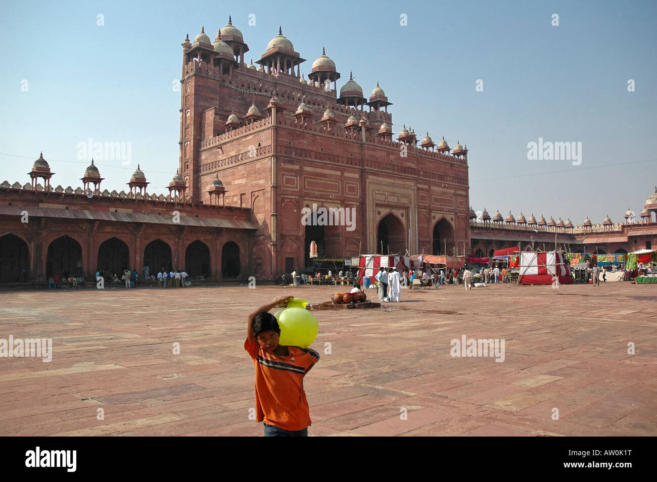 Horizontal Wide Angle View Of The Jama Masjid One Of The Largest