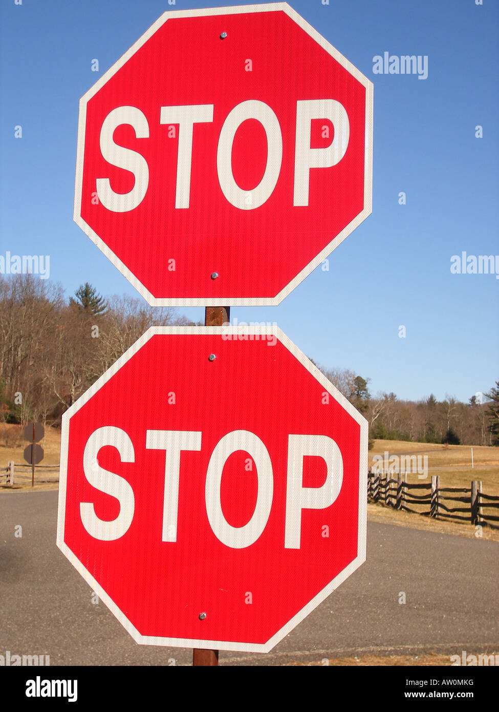 AJD59623, double stop sign, Blue Ridge Parkway, Virginia, VA Stock ...