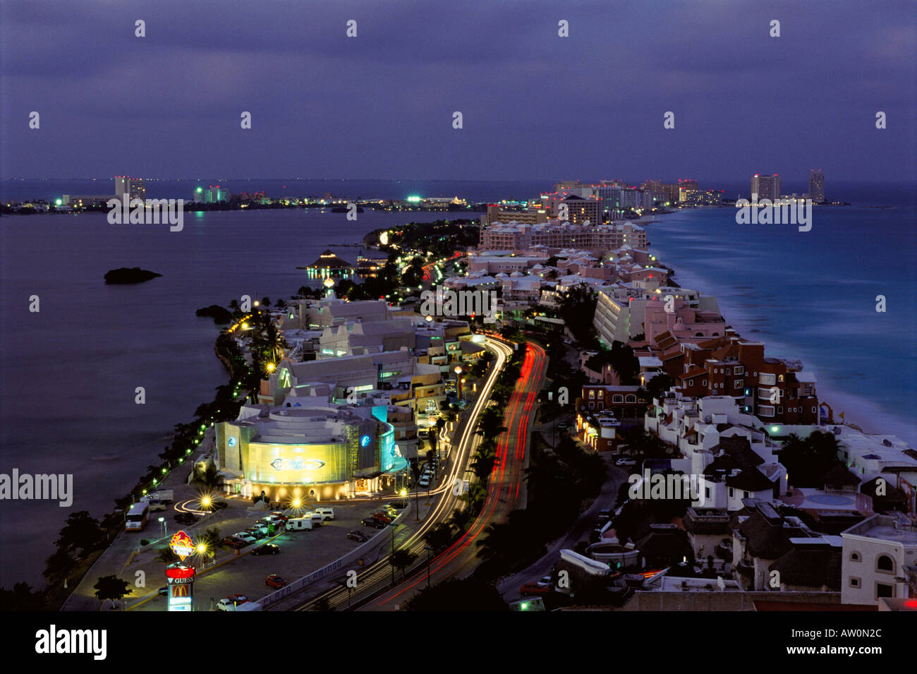 Mexico, Cancun, city at dusk, aerial view Stock Photo - Alamy
