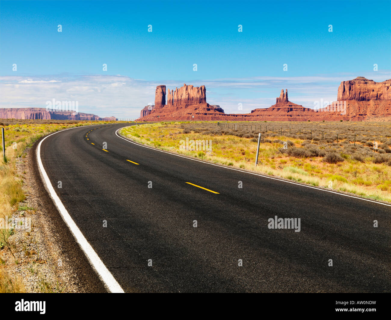 Desert mesa and road Stock Photo - Alamy