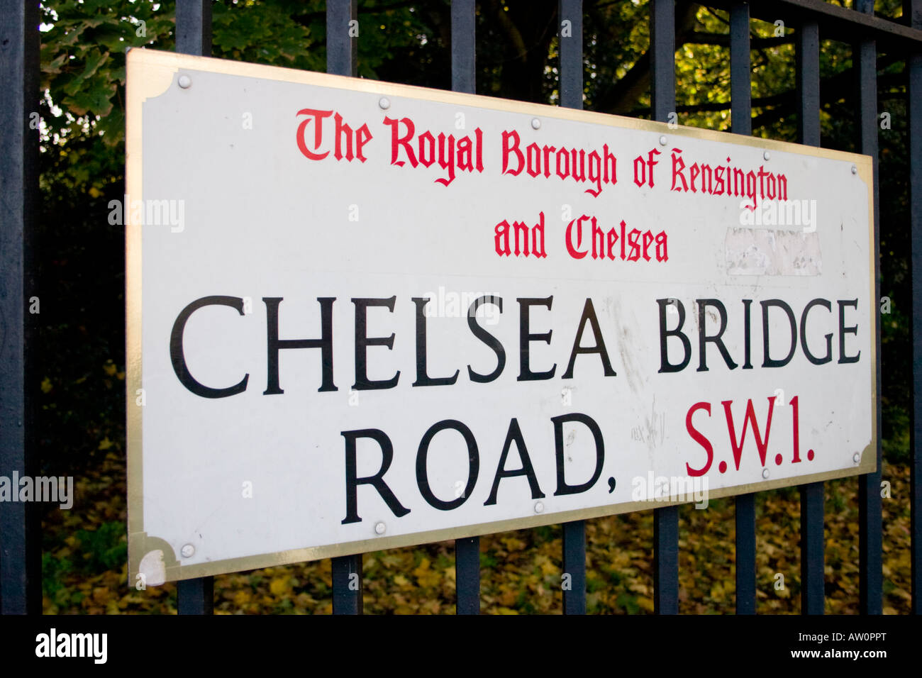 Chelsea Bridge Road London SW1 street name sign Stock Photo - Alamy