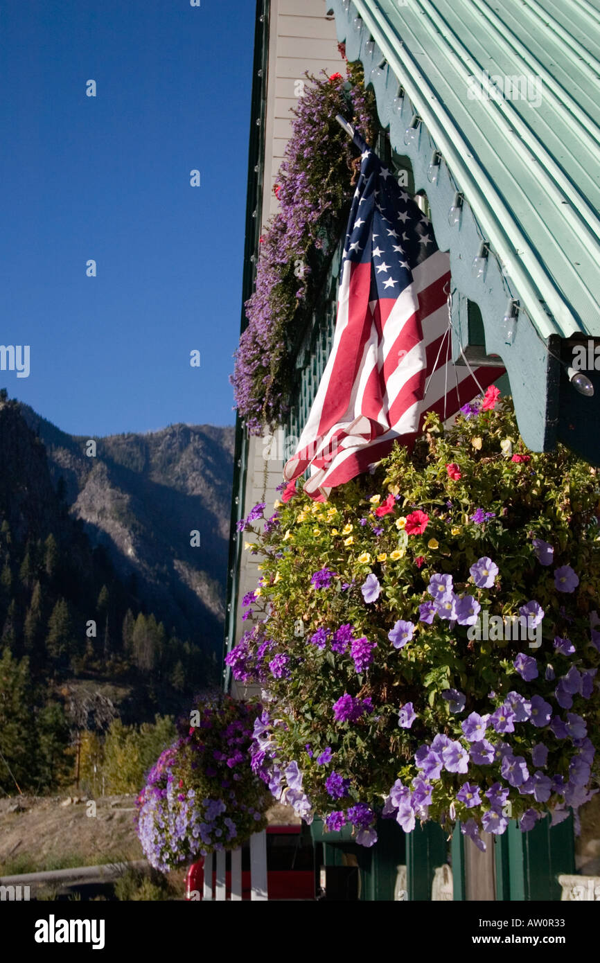 American flag on a house in Leavenworth North Cascades USA Stock Photo ...