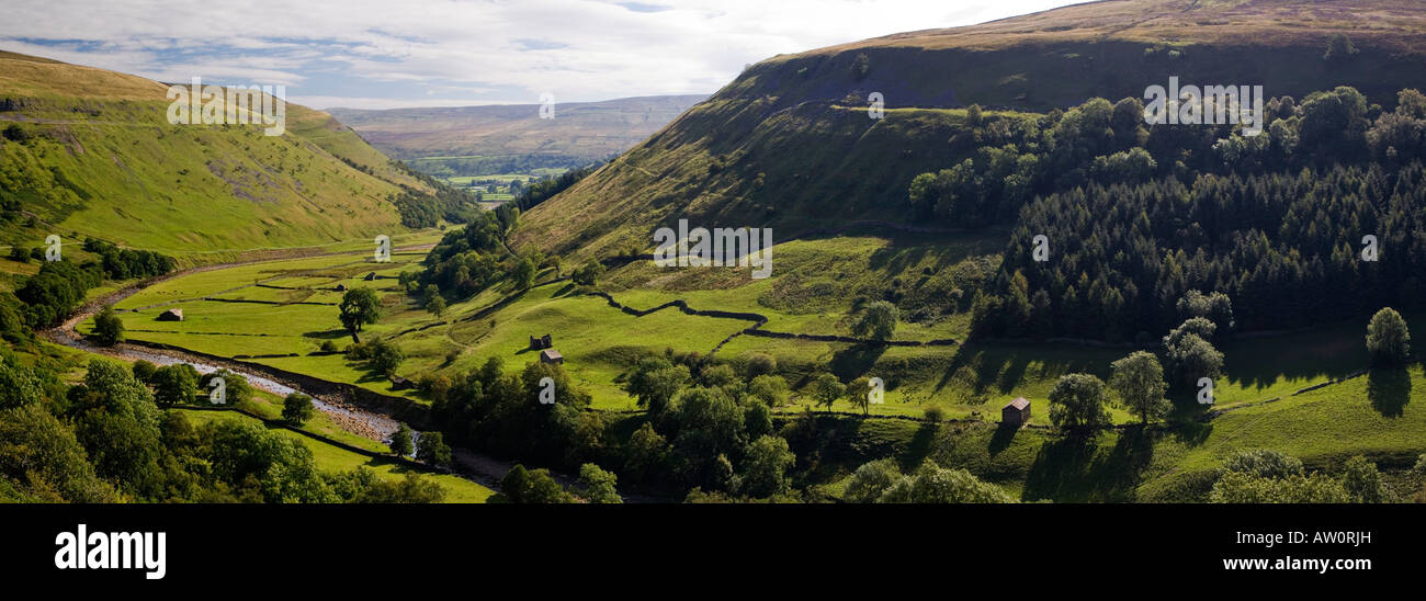 The view south from Crackpot Hall Upper Swaledale Yorkshire Dales ...