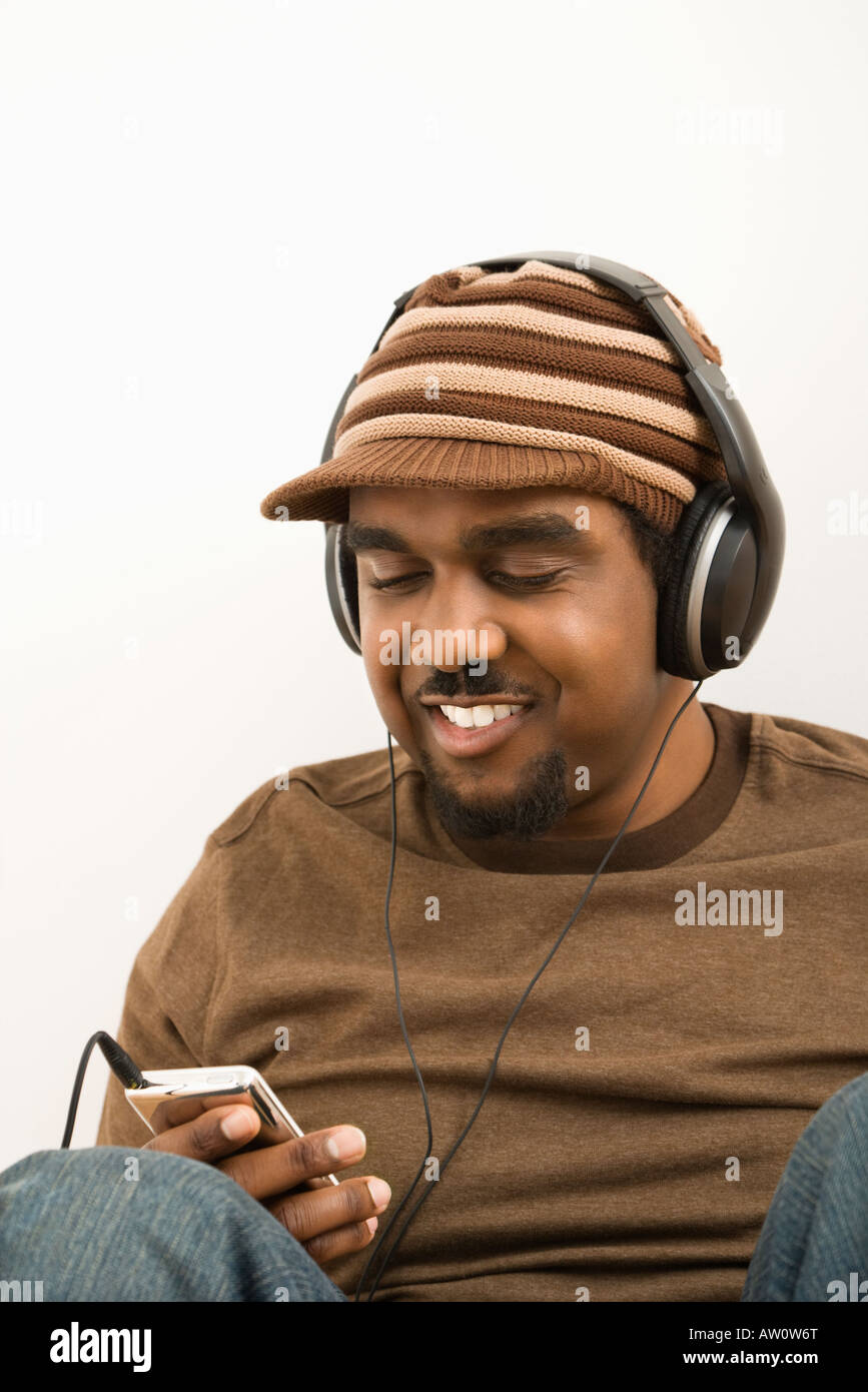 Man with mp3 player Stock Photo - Alamy