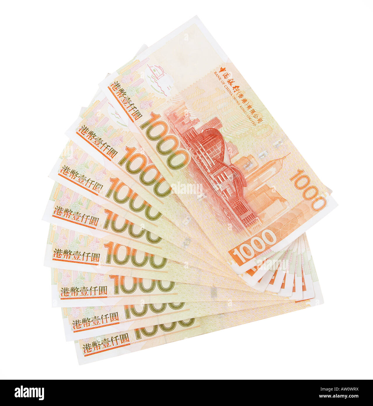 Hong Kong Dollar 8 thousand Dollar on white background Stock Photo - Alamy
