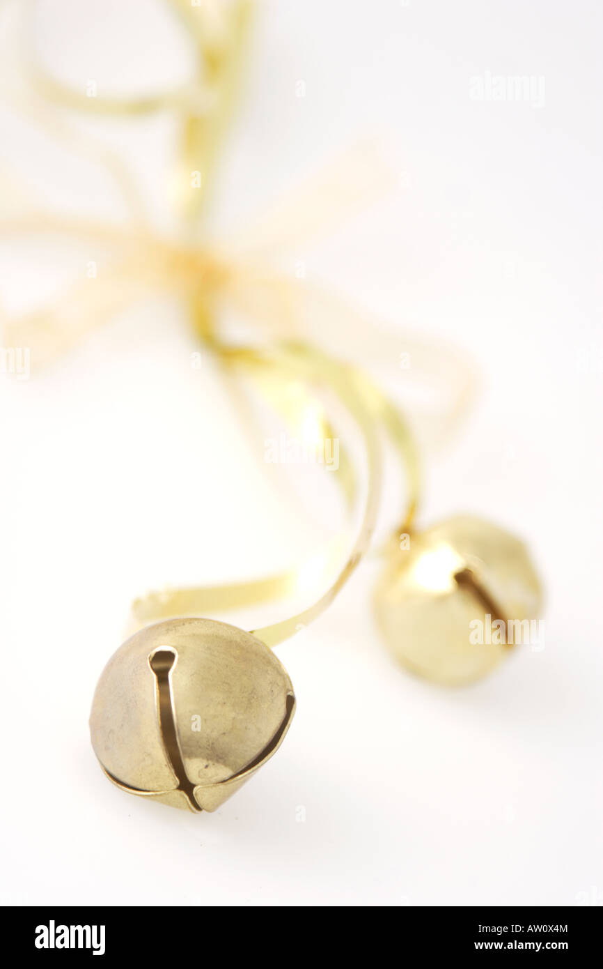 gold bells on ribbon Stock Photo - Alamy