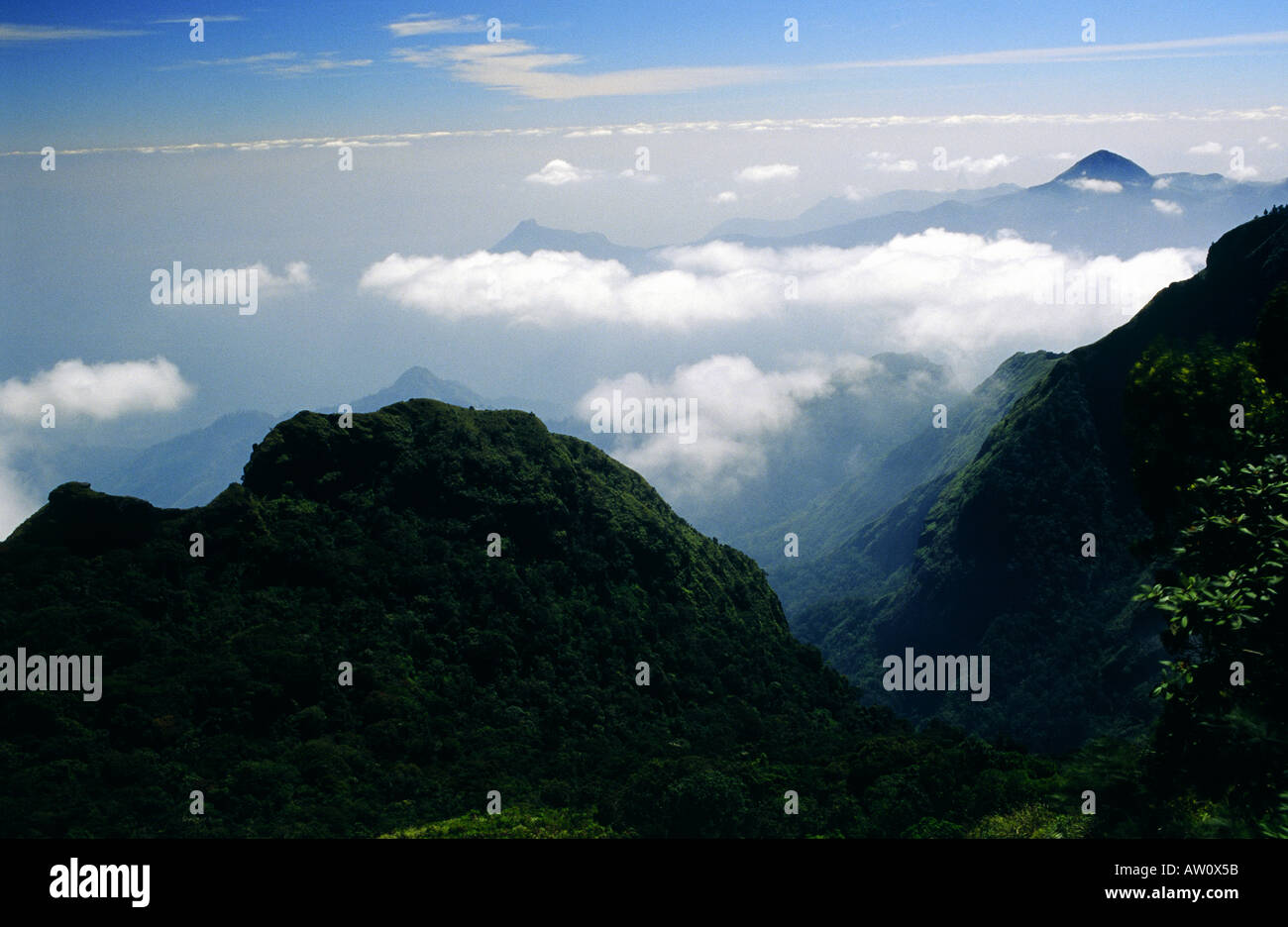 High view from Caps Fly Valley in Kodaikanal Hill Station South India ...