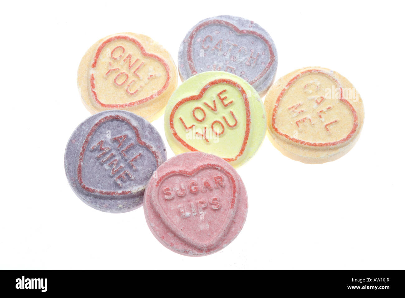 Love hearts sweets Cut Out Stock Images & Pictures - Alamy