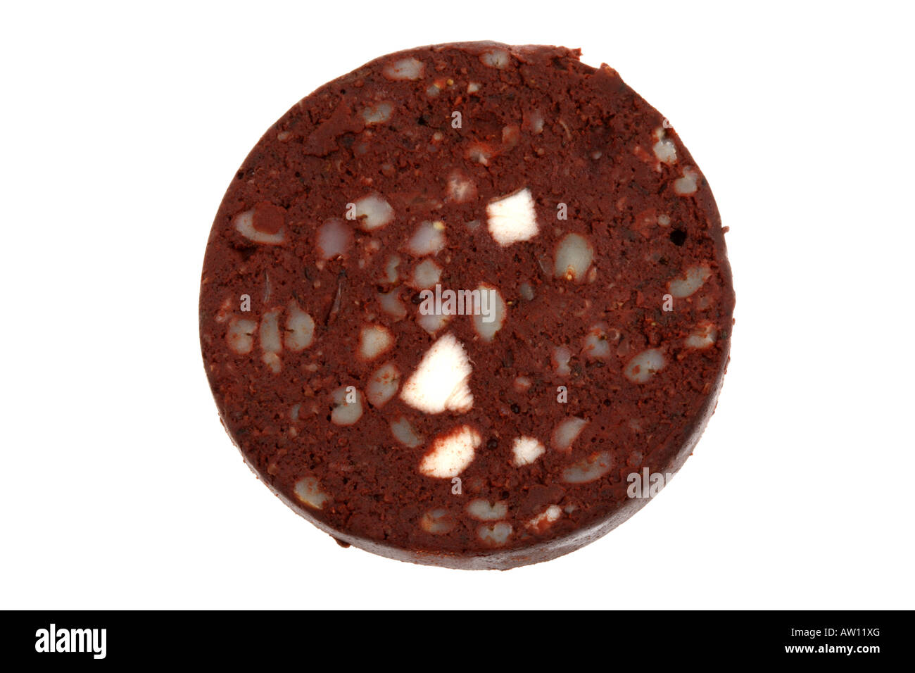 Slices Of Raw Uncooked Black Pudding Breakfast Sausage Isolated Against ...