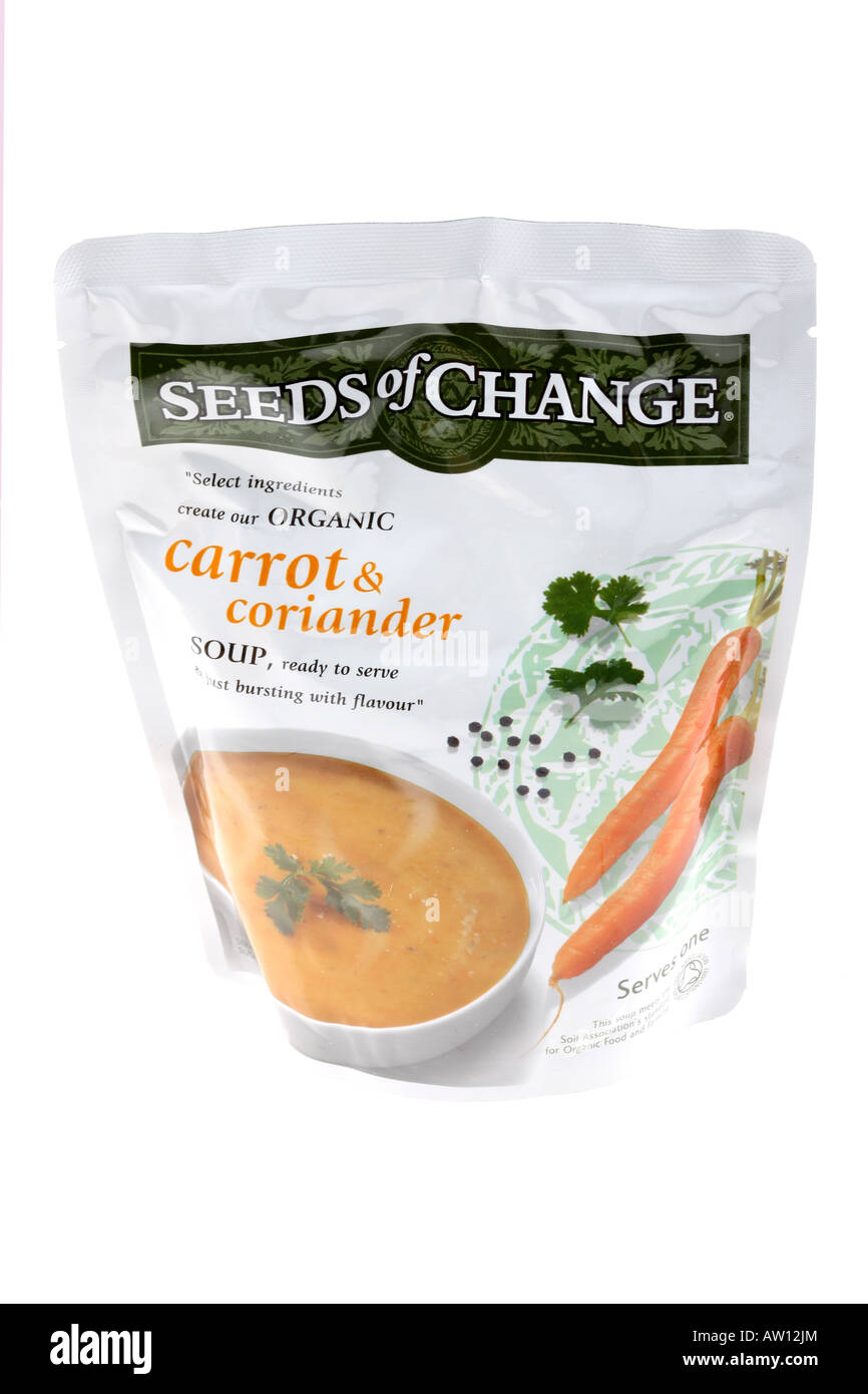 Seeds of Change Carrot and Coriander Organic Soup Stock Photo - Alamy