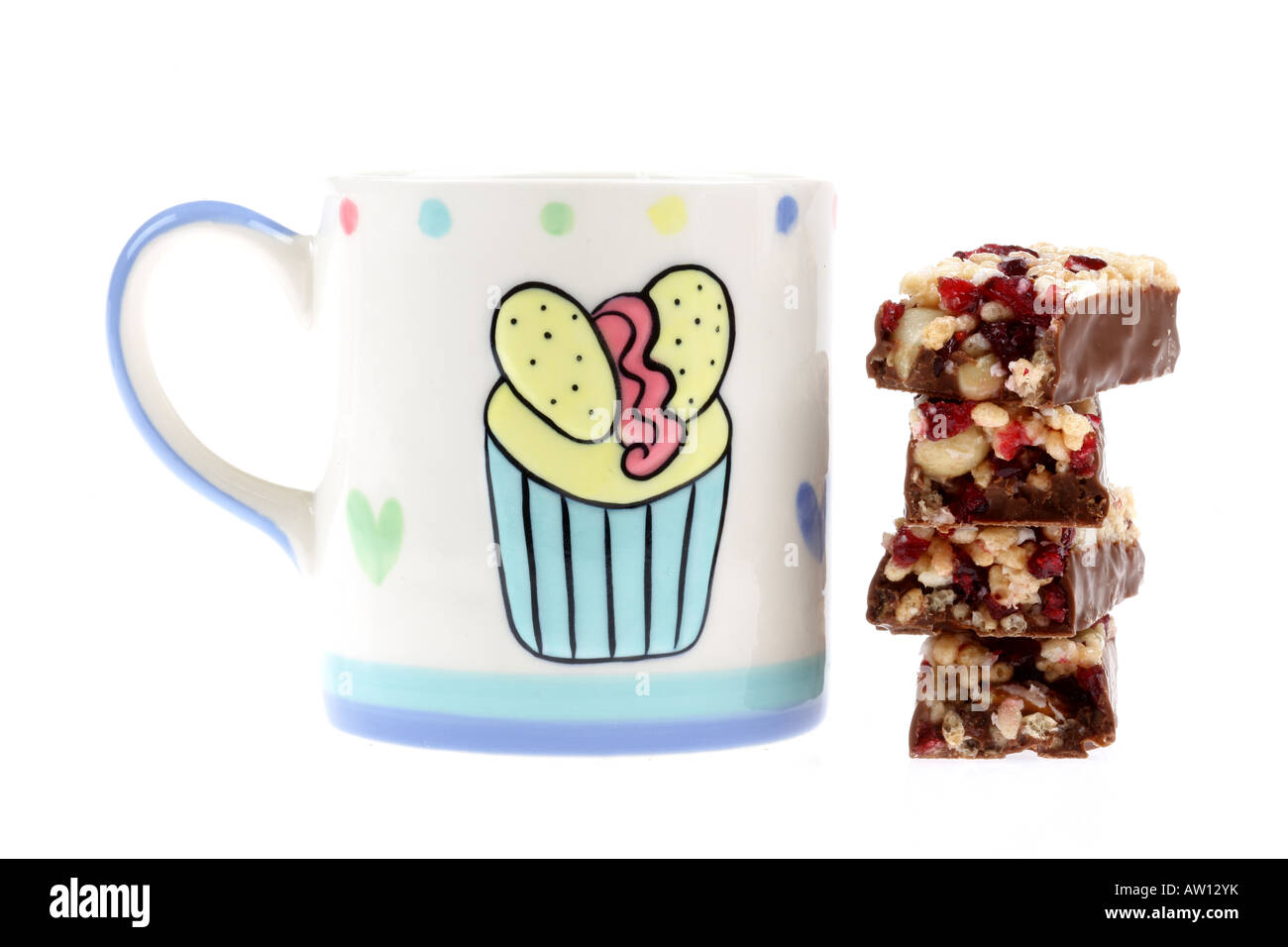 Mug with Chocolate Cereal Bars Stock Photo - Alamy